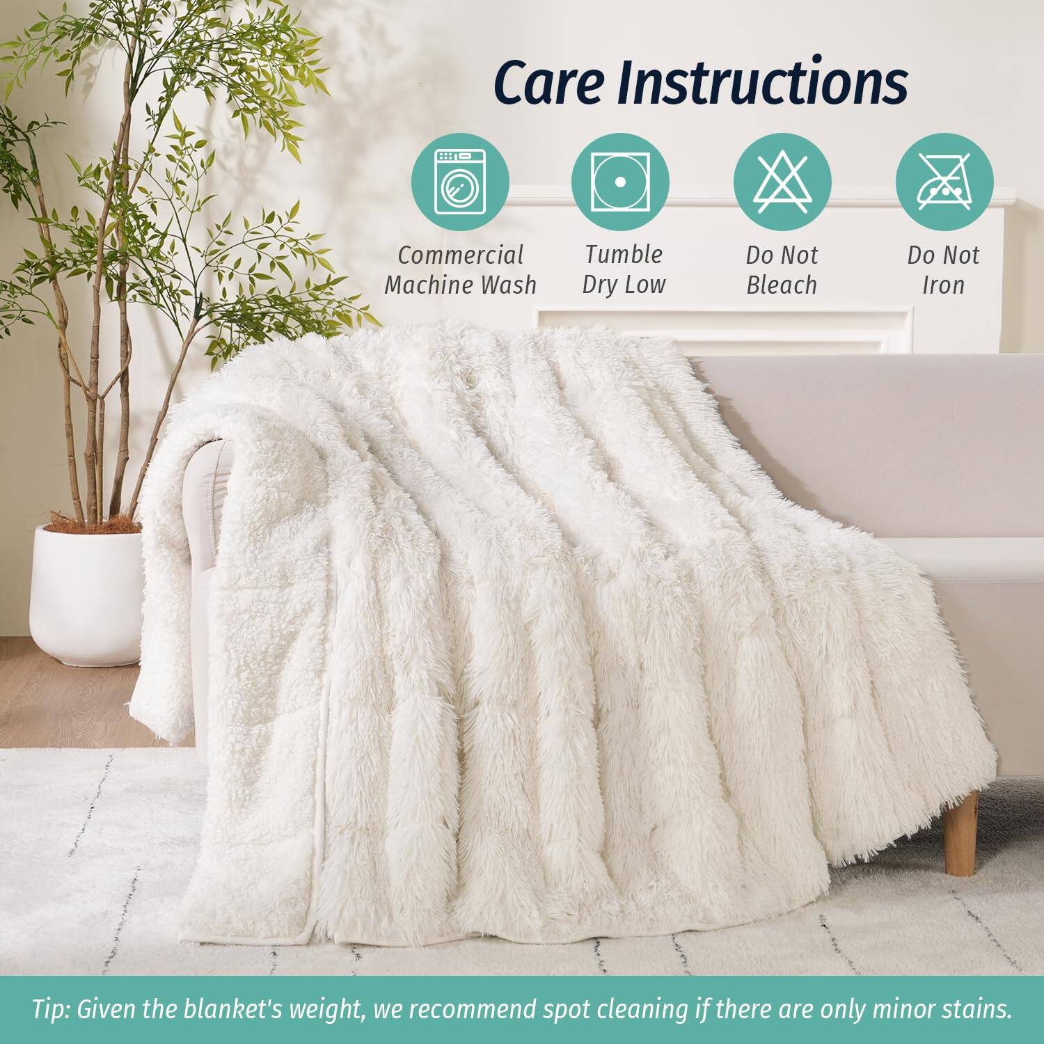 Refined Abode Design Shaggy Long Faux Weighted Blanket Cozy And Fluffy ...
