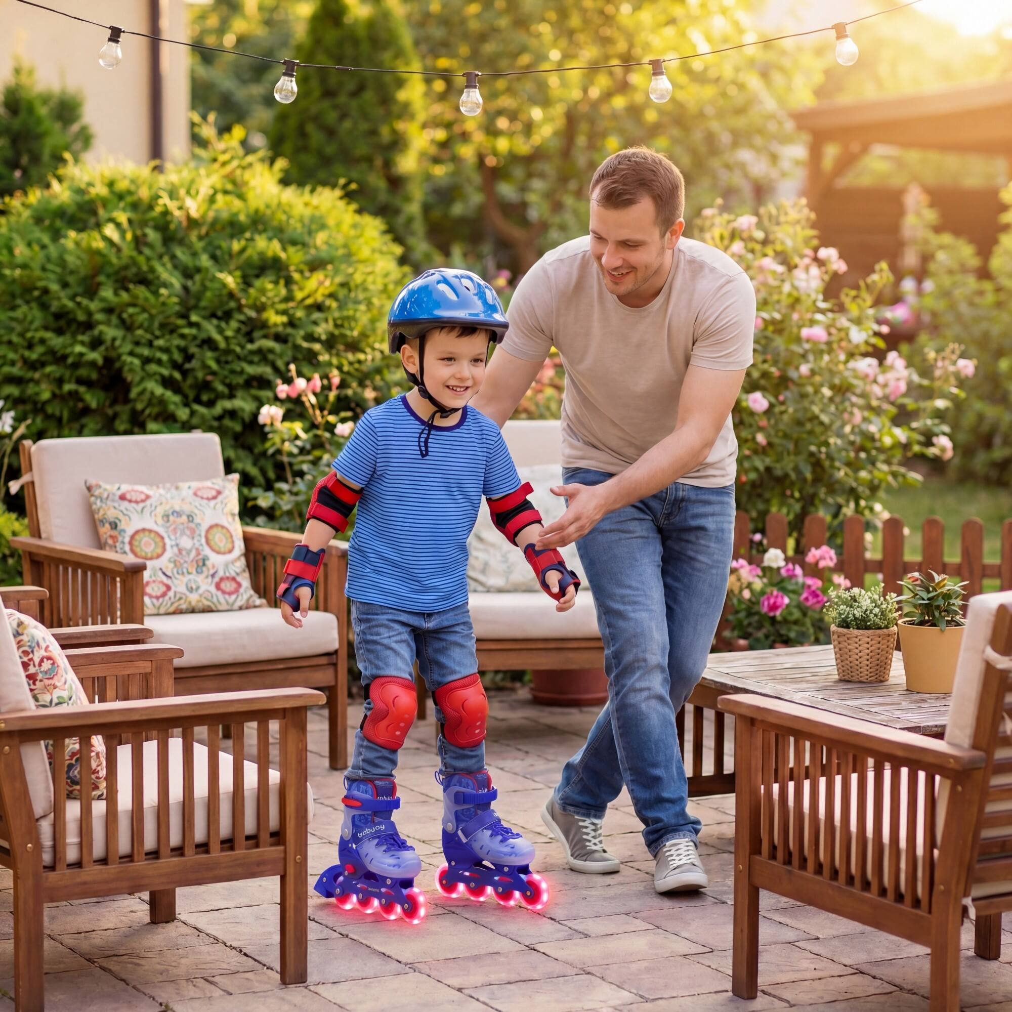 Costway Kids Inline Skates for Boys Girls Ages 7 9, Adjustable 4 Sizes ...