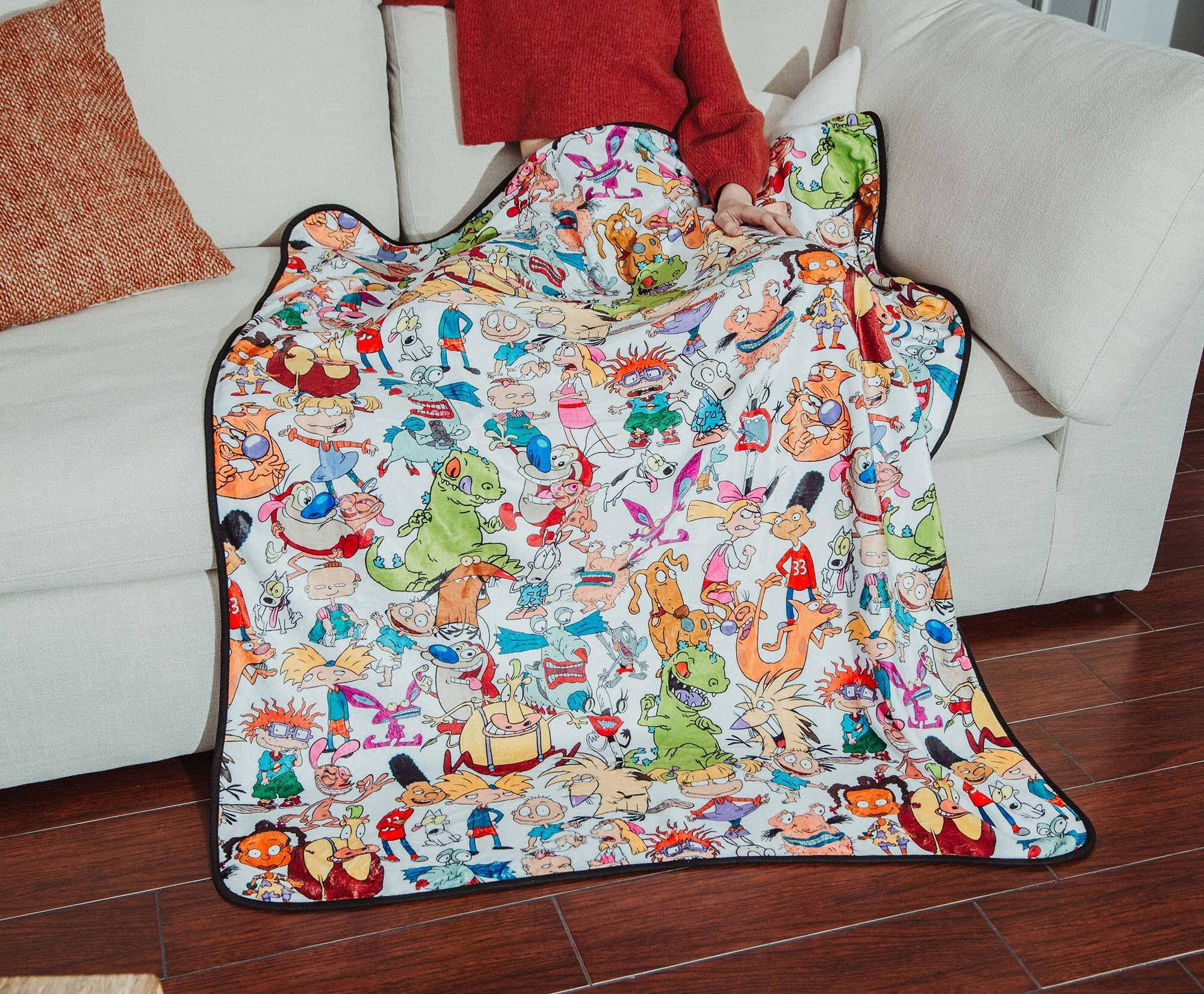 Surreal Entertainment Nickelodeon Cartoon Collage Fleece Throw Blanket ...