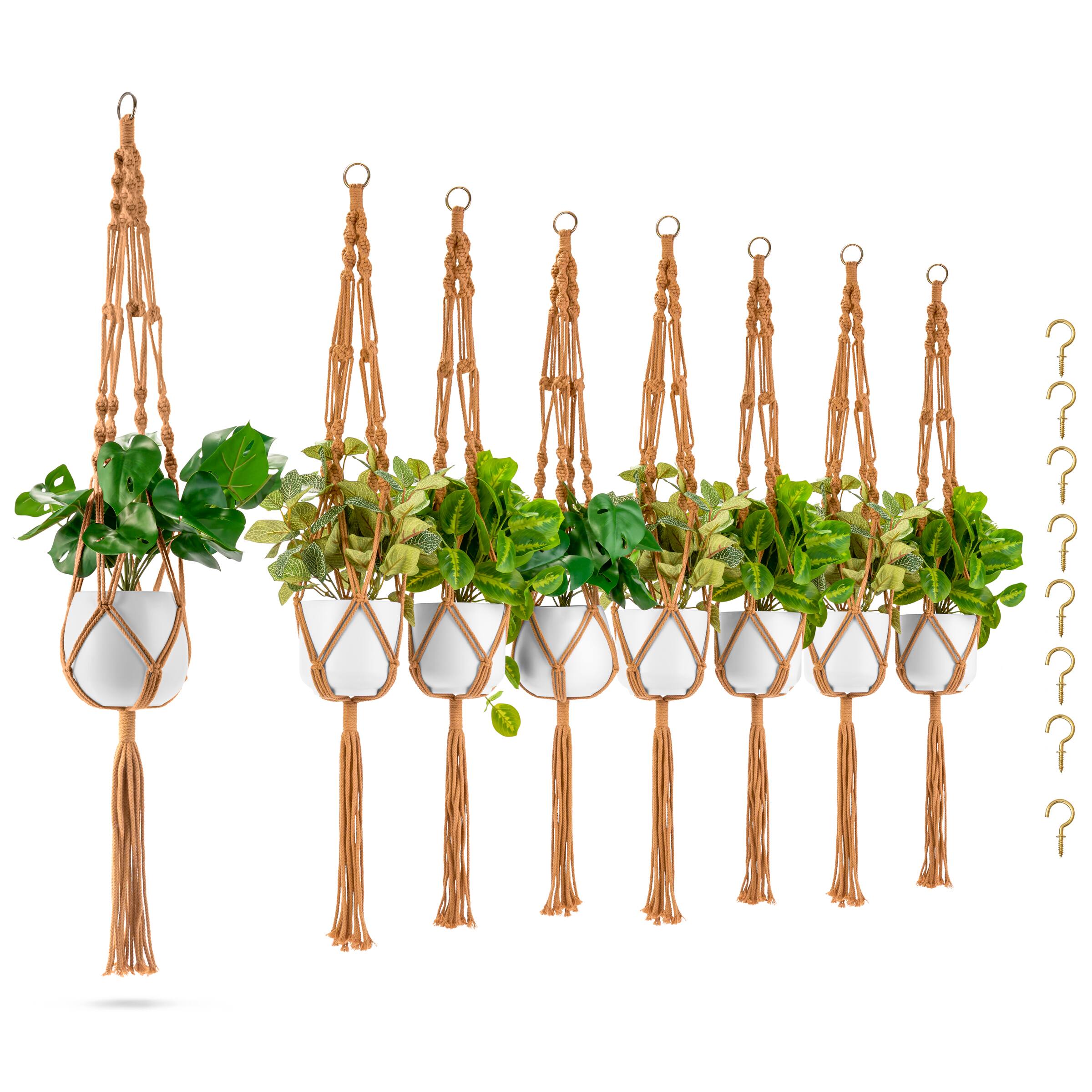 Sorbus Macrame Plant Hanger (8 Pack) Indoor Outdoor Hanging Plant Pots ...