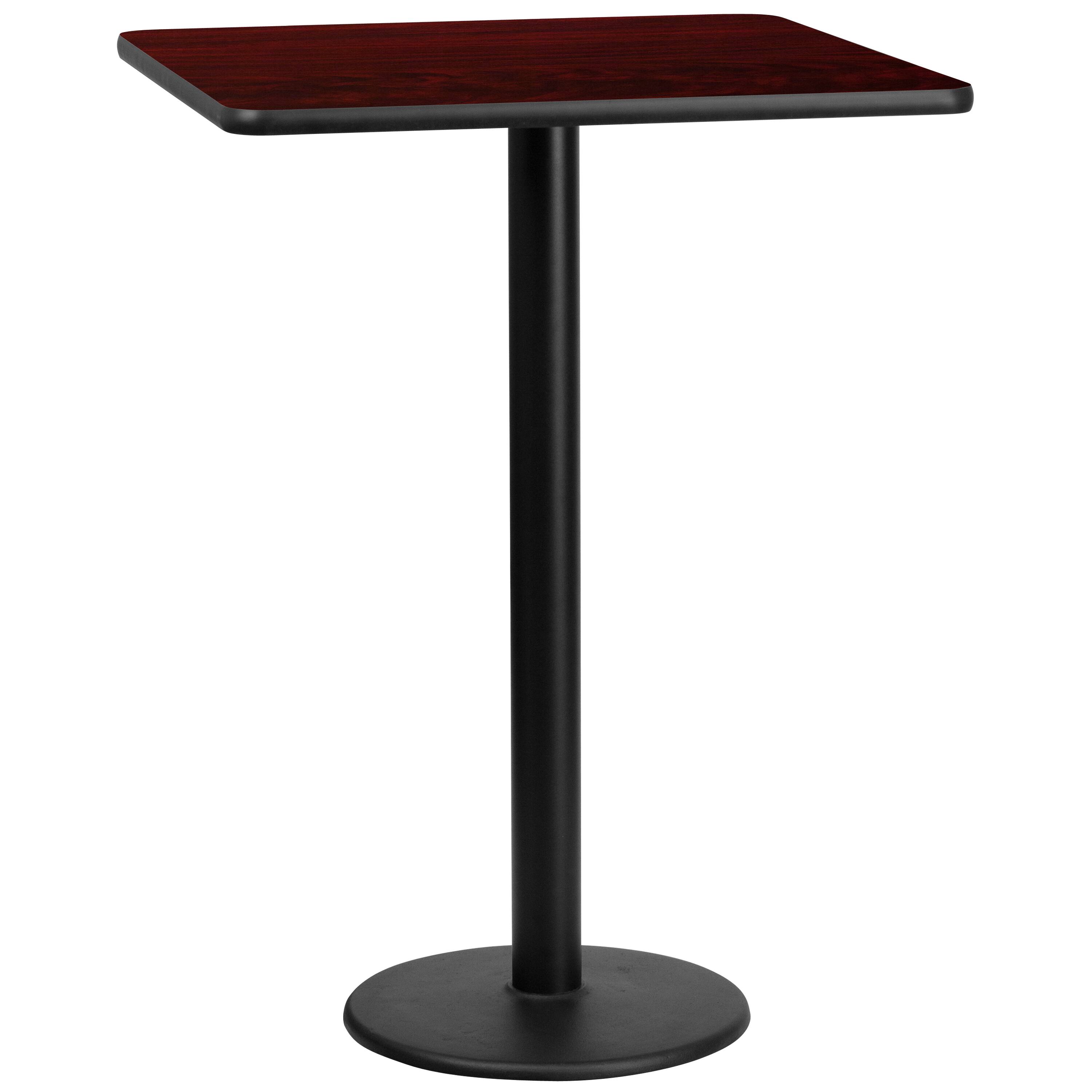 Emma + Oliver 30" Square Laminate Table Top with 18" Round Bar Height ...