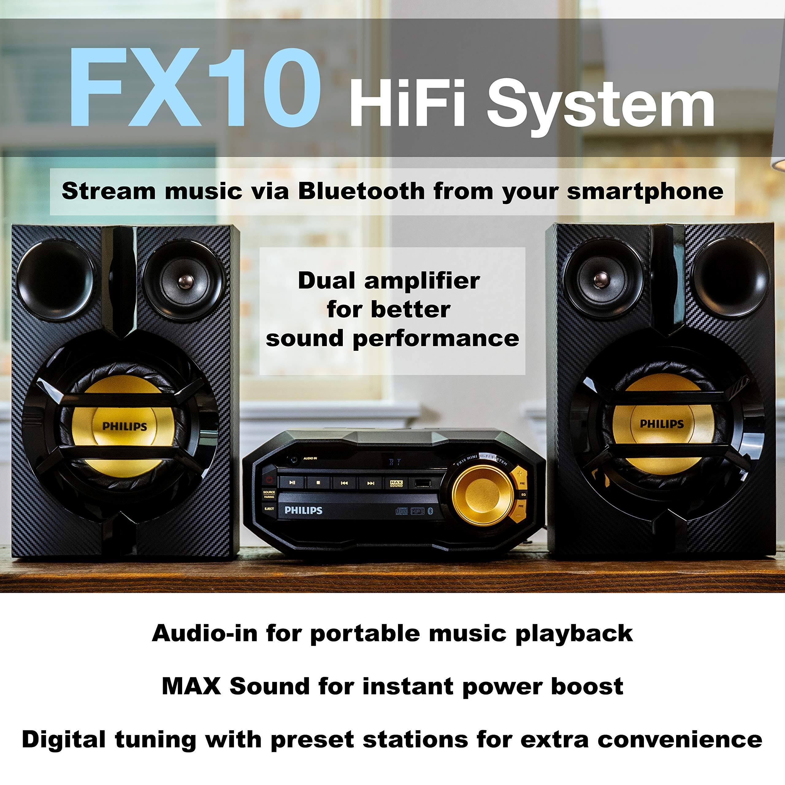 Philips FX10 Home Bluetooth Stereo System With CD Player, MP3, USB, FM ...