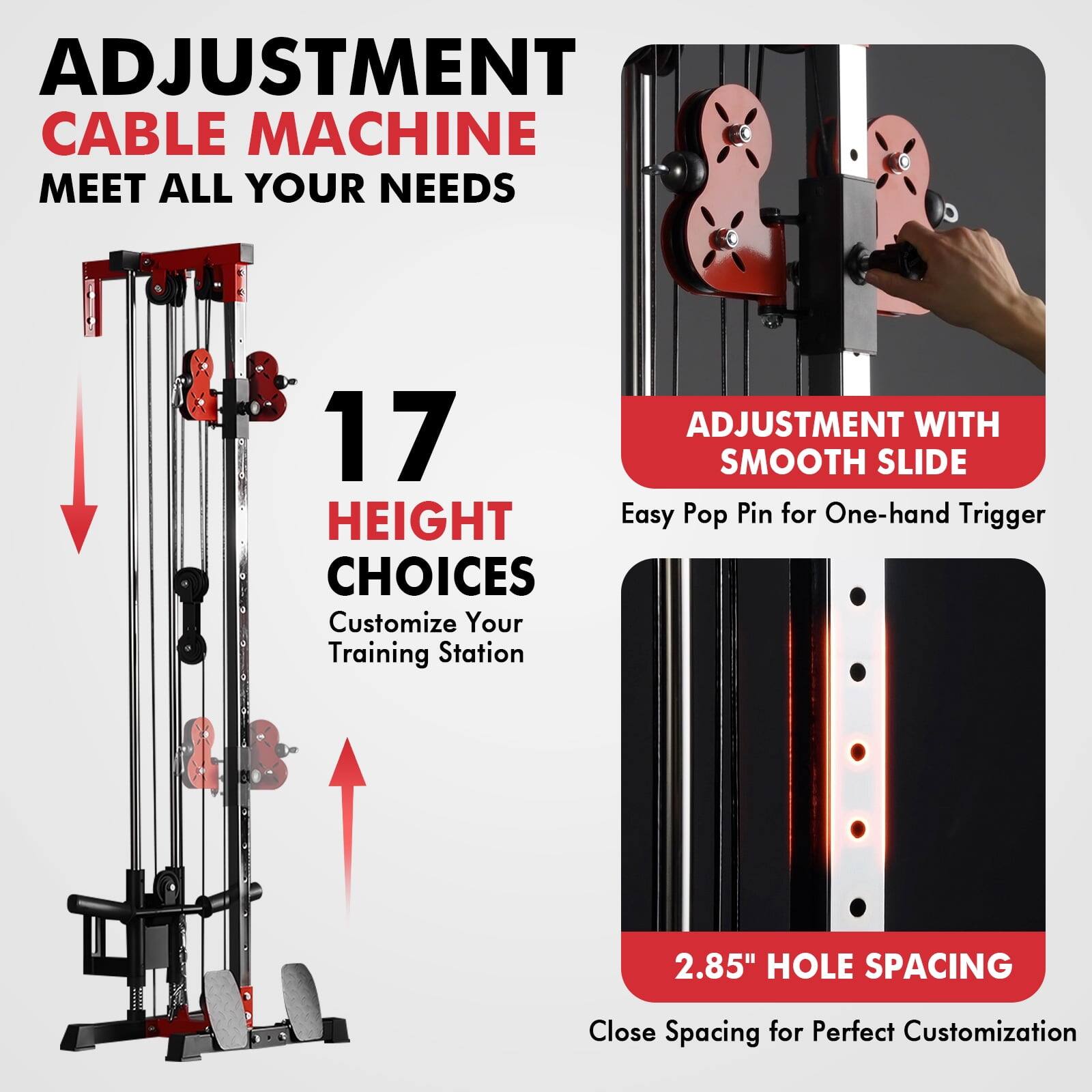 Mikolo Cable Crossover Machine, Wall Mounted Pulley Tower functional ...