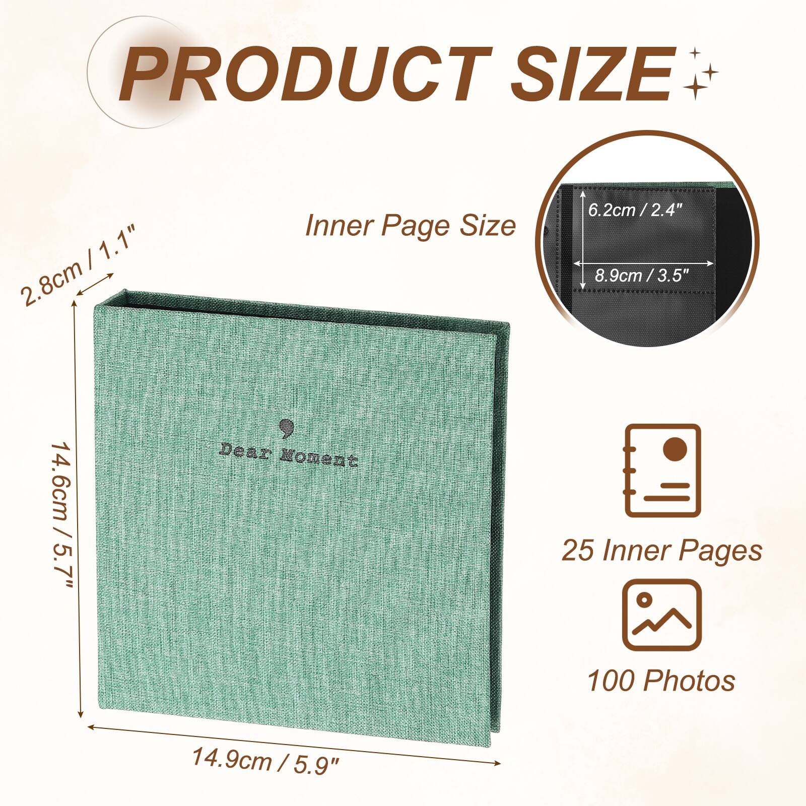 Unique Bargains Small Photo Album 5.9x5.7 Inch Linen Picture Book, 25 ...