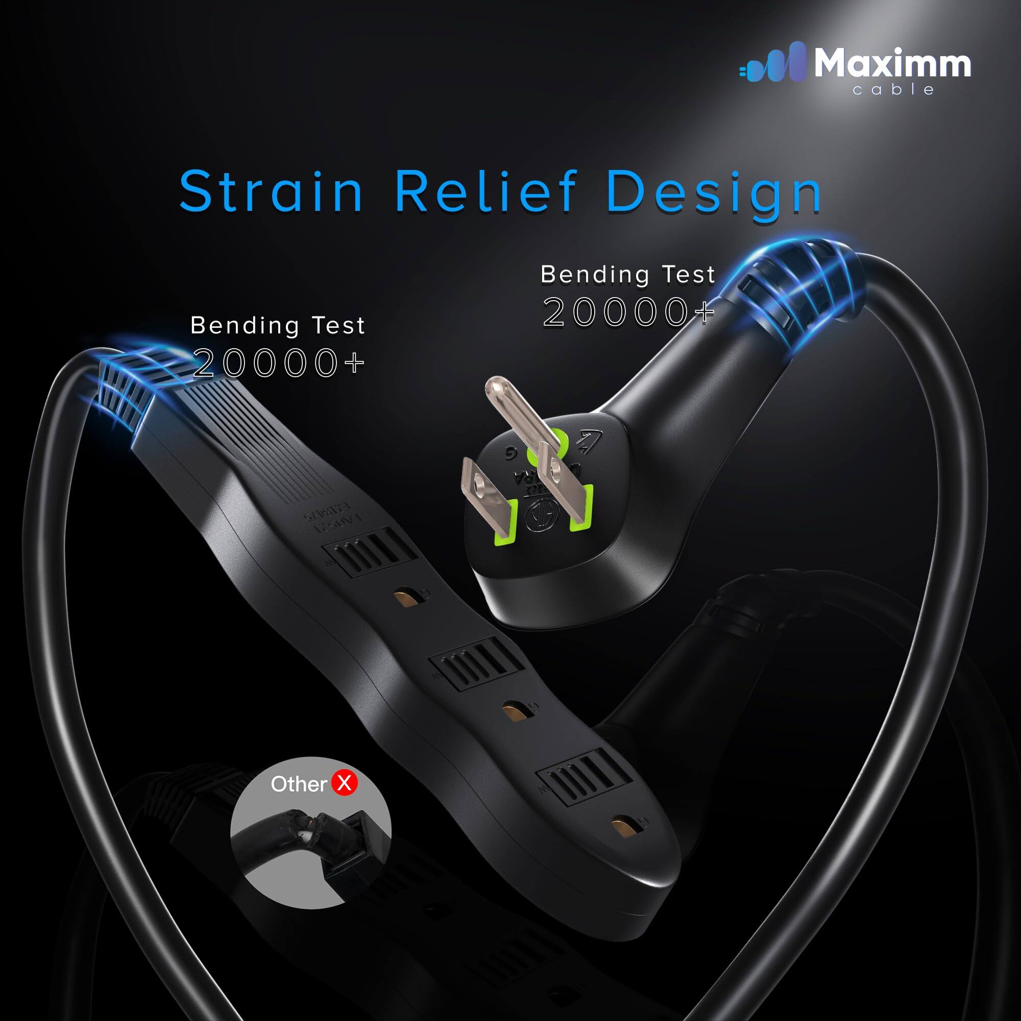 Maximm Extension Cord 15 ft, with Multiple Outlets (3 Outlets), Multi ...