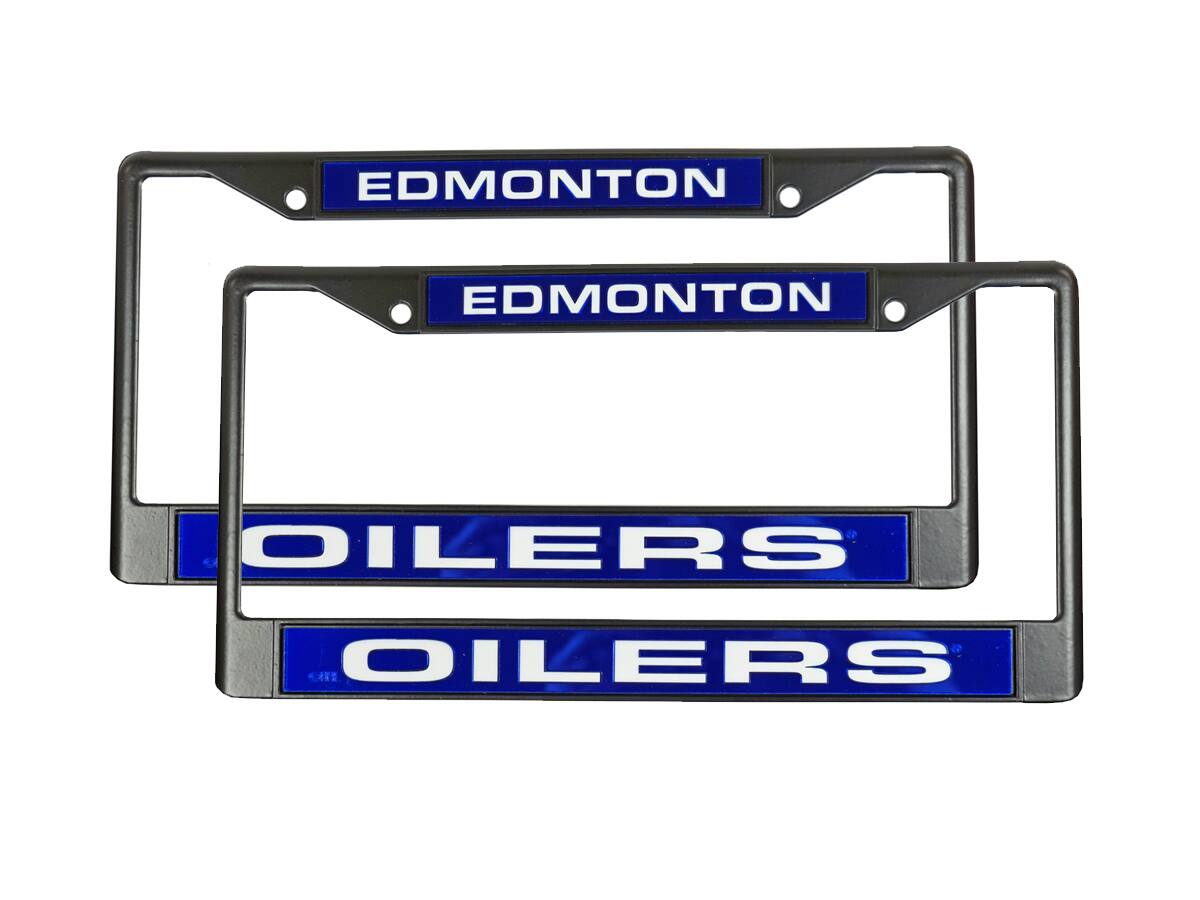 Rico Industries Edmonton Oilers Black Metal (Set of 2) Laser Cut ...