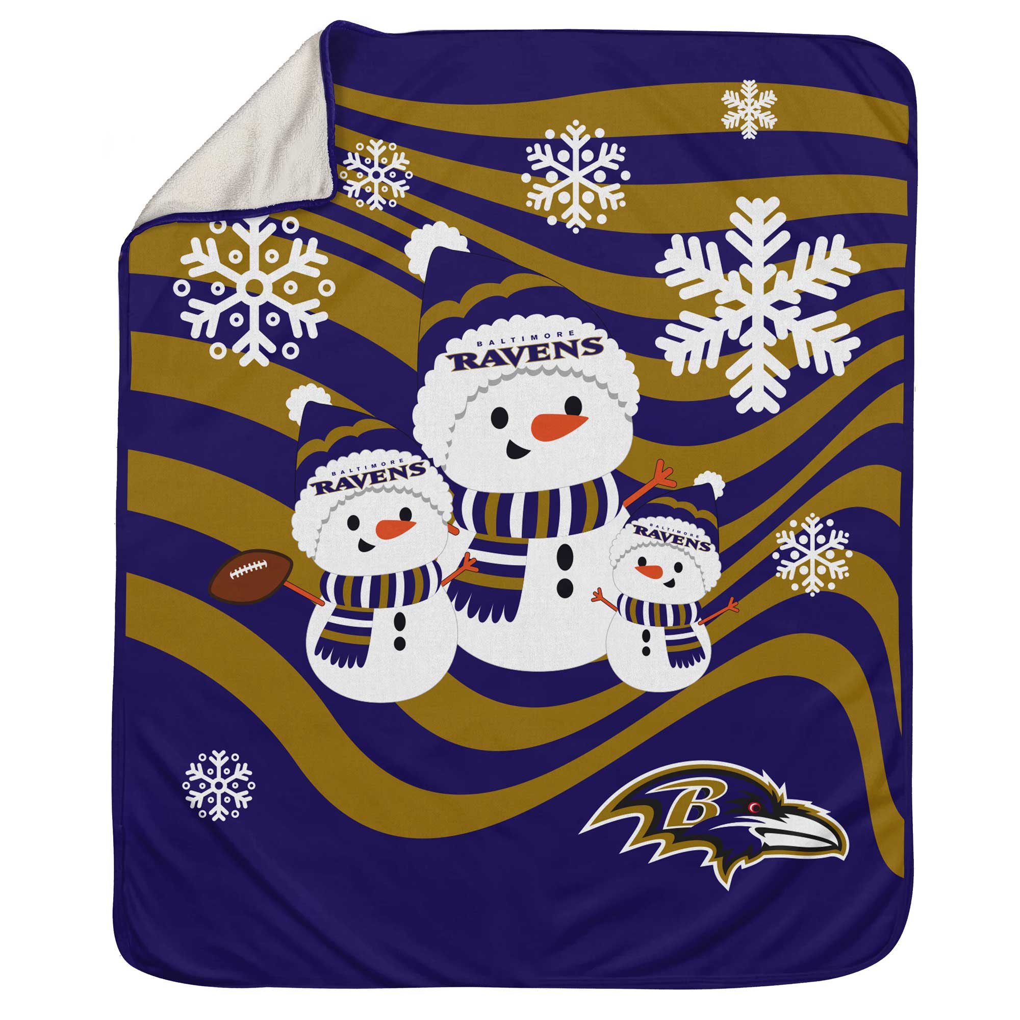 Pegasus Baltimore Ravens 50'' x 60'' Snowman Sherpa Blanket Multicolor ...