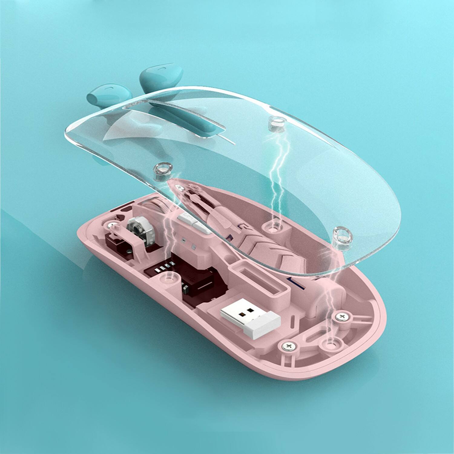 SaharaCase Wireless Mouse | Transparent Shell | Rechargable Battery ...