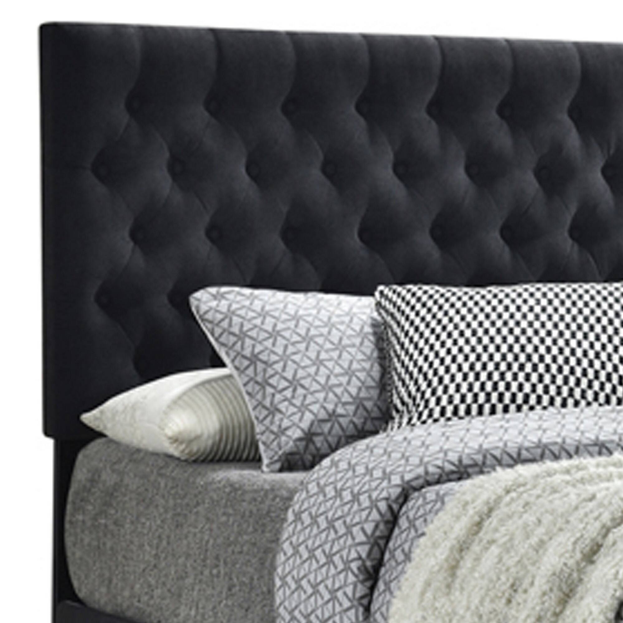 Manhattan Lane Fabric Upholstered Wooden Eastern King Size Bed with ...