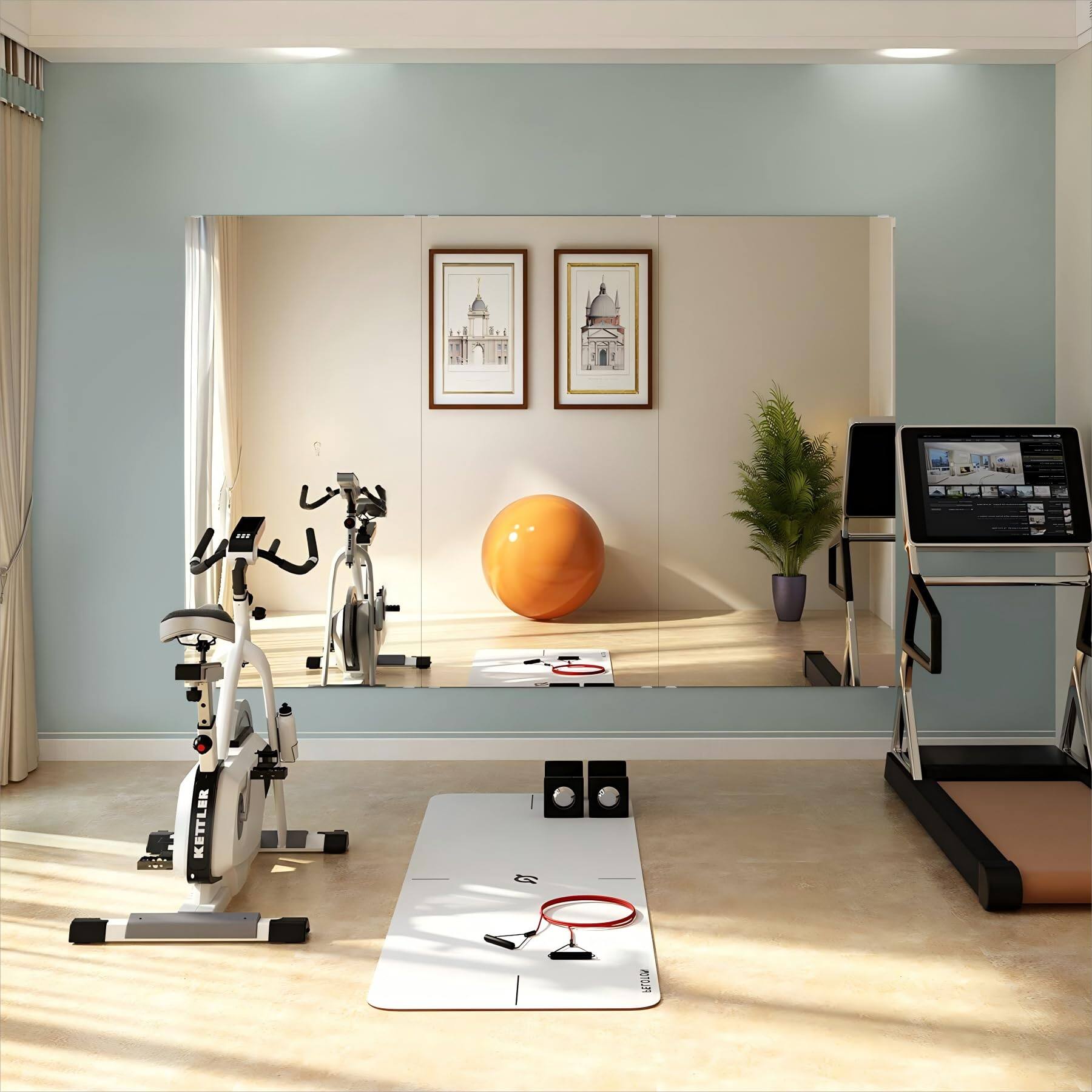 Cedar Assembly Gym Mirror 2pcsx48x24inch Easy Install Wall Mounted ...
