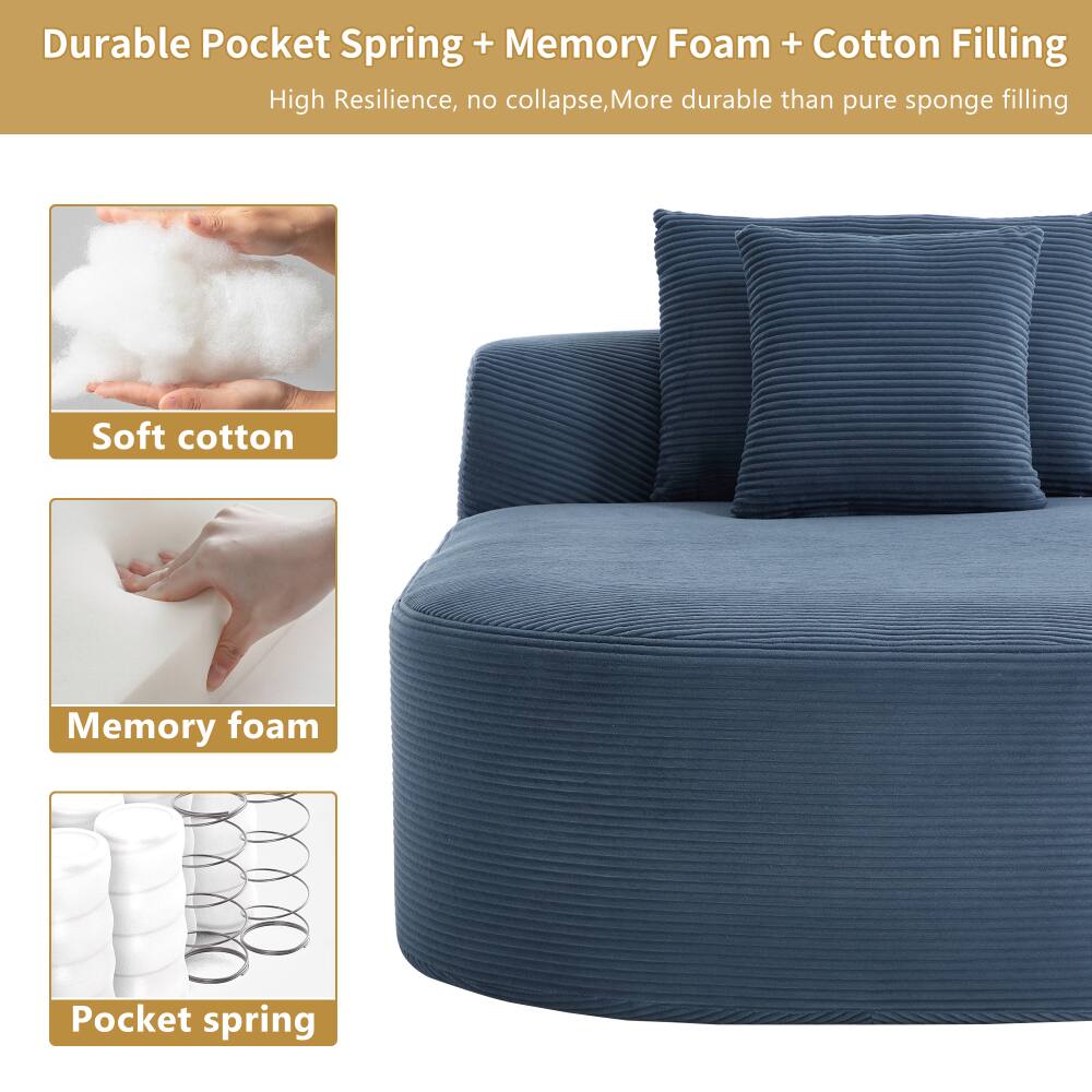 PDTEND Contemporary 67.5 in. Chaise Lounge Chair with Two Soft Pillows ...