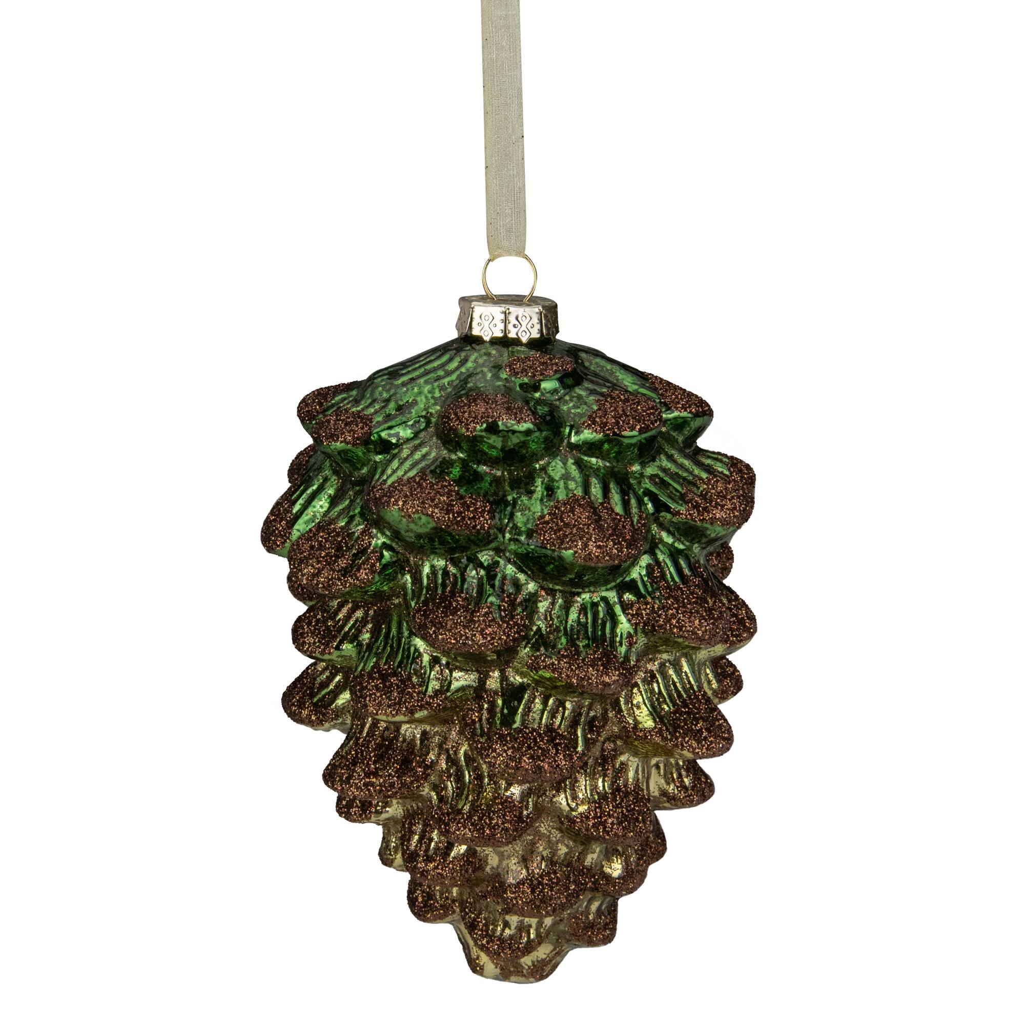 Glitter Northlight - Pine Cone with Glass Christmas Ornament - 4.5 ...