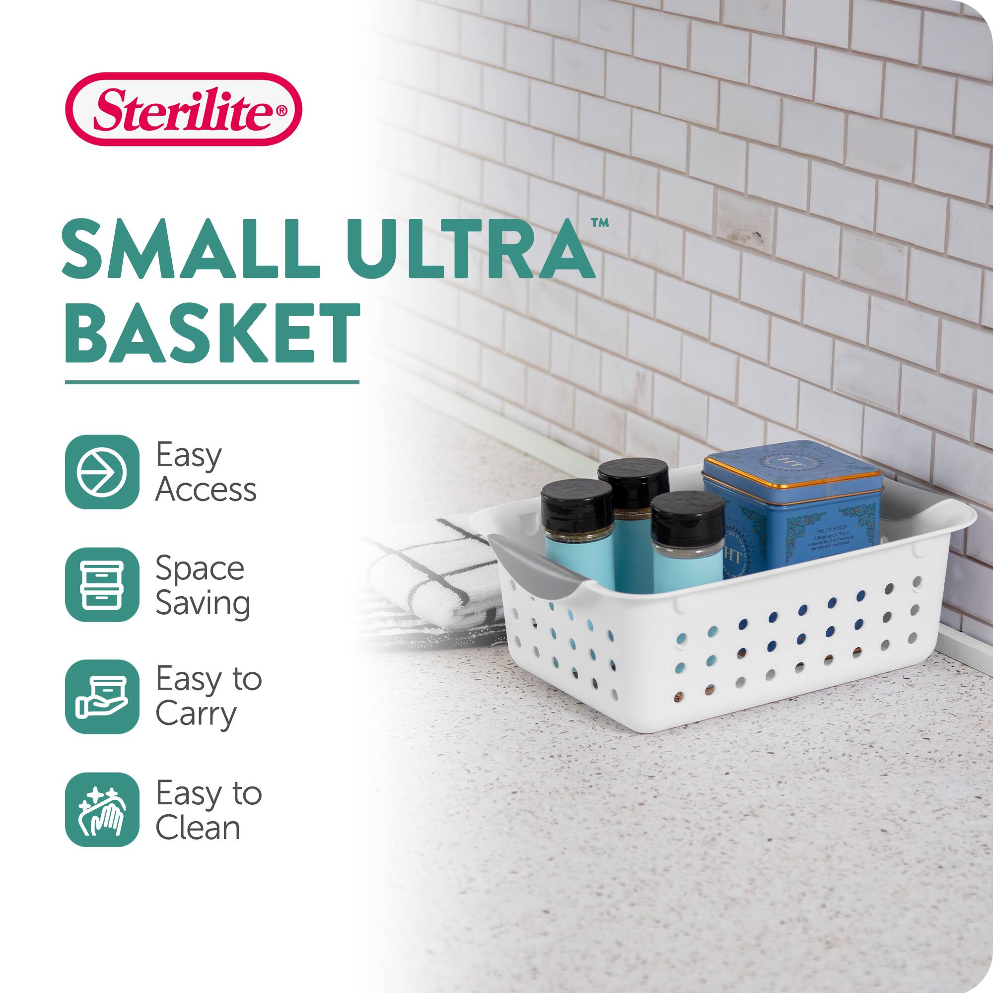 Sterilite Small Ultra Basket Durable Plastic Storage Organizer, (12 ...