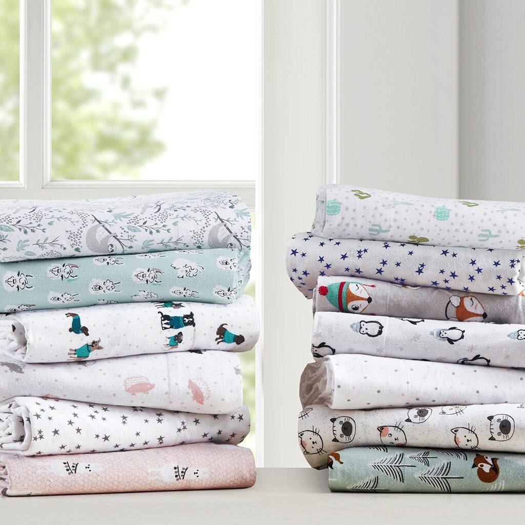 Gracie Mills Atticus Cotton Flannel Printed Sheet Set Pink Llamas 3351 ...