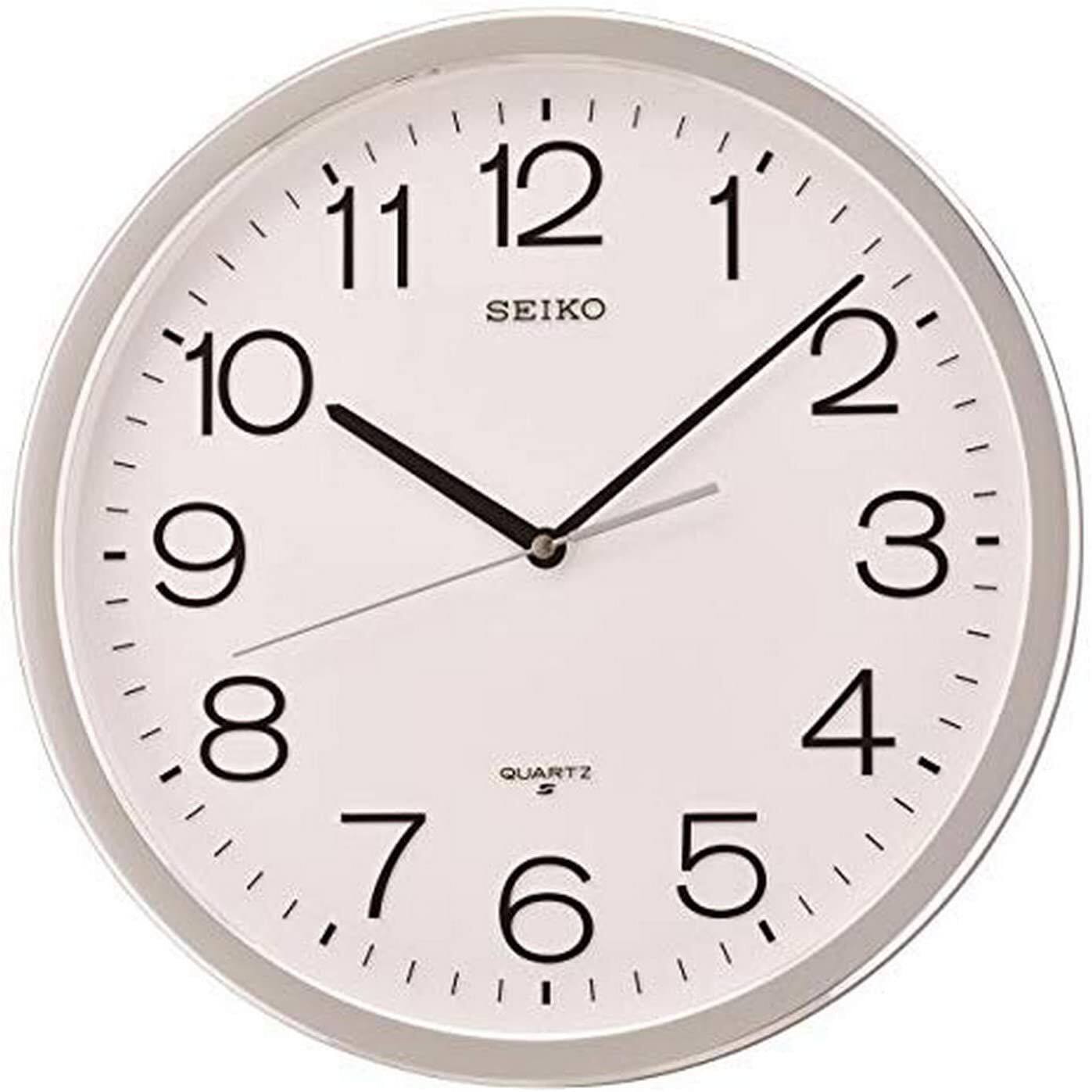 Seiko 14" Office Classic Numbered Step Wall Clock Silver Tone QXA020SLH ...