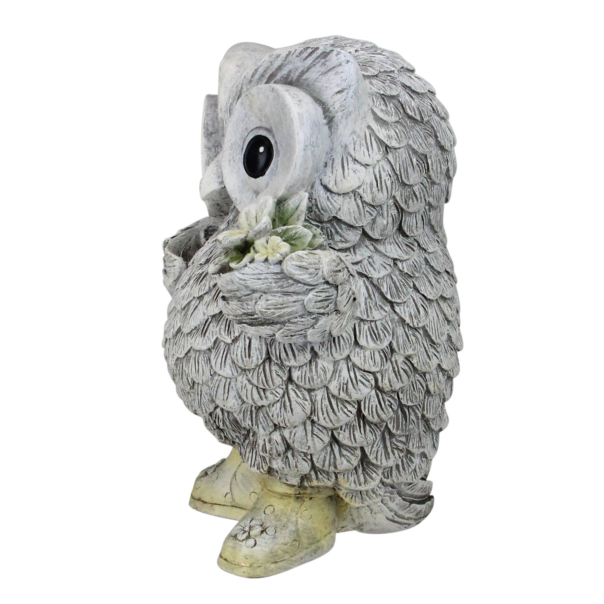 Roman 9" and White Outdoor Owl in Rain Boots Garden Statue Gray ...