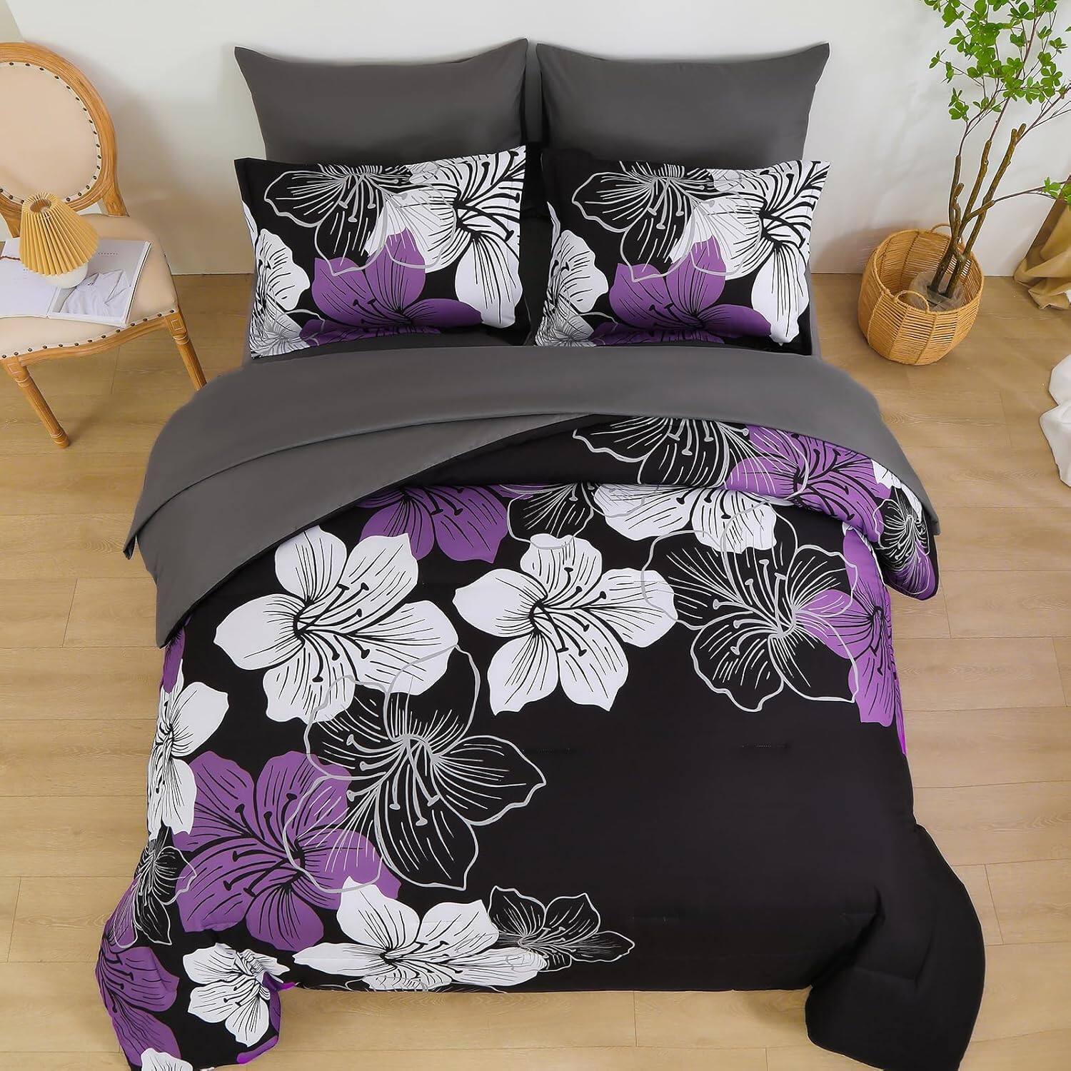 Paradigms Interiors Floral Comforter Set Size 5 Pieces Bed In A Bag And ...