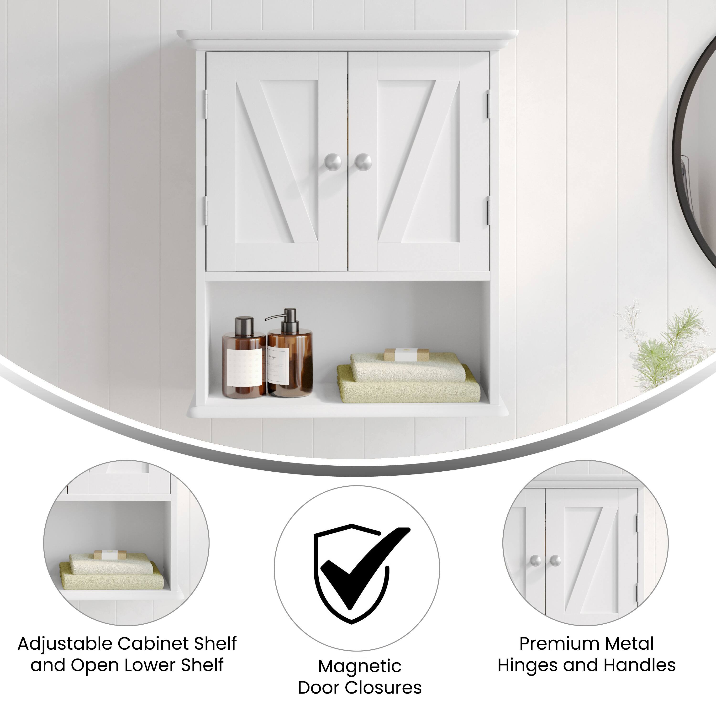 Emma + Oliver Farmhouse Wall Mount Medicine Cabinet with Adjustable ...