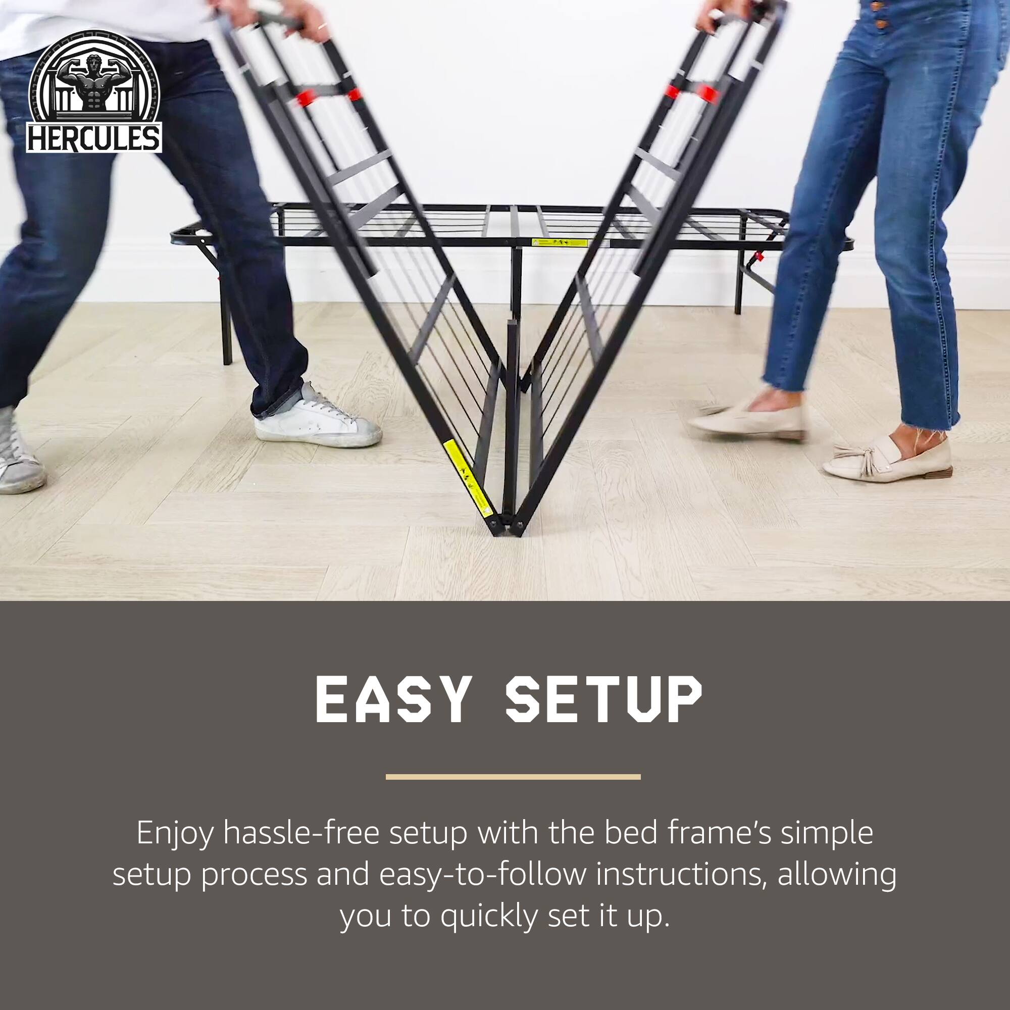 Hercules Folding Metal Bed Frame, 14 Inch Platform Mattress Foundation ...