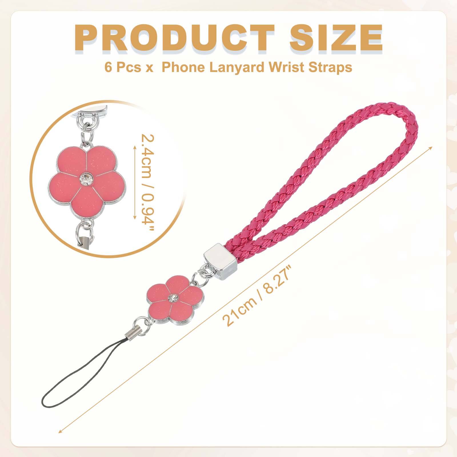 Unique Bargains 6pcs Creative Braided Flower Phone Charm Wrist Lanyard ...
