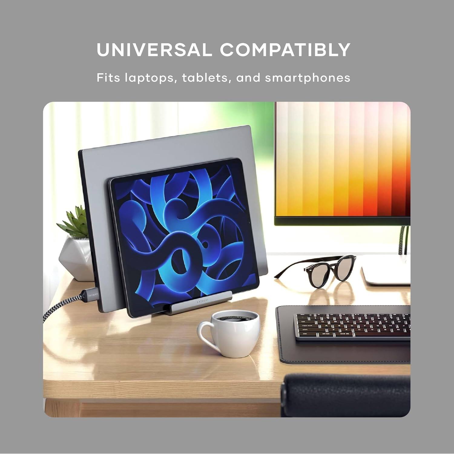 Satechi Dual Vertical Aluminum Laptop Stand– Universal Compatibility MacBook, iPad, iPhone, PC ...