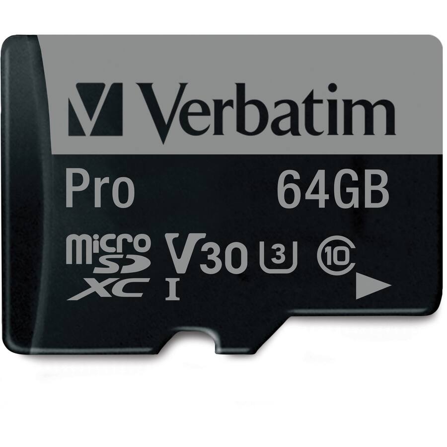 Verbatim 64GB PRO 600X MICROSDXC MEMORY CARD W/ADAPTR UHS I V10 U1 ...