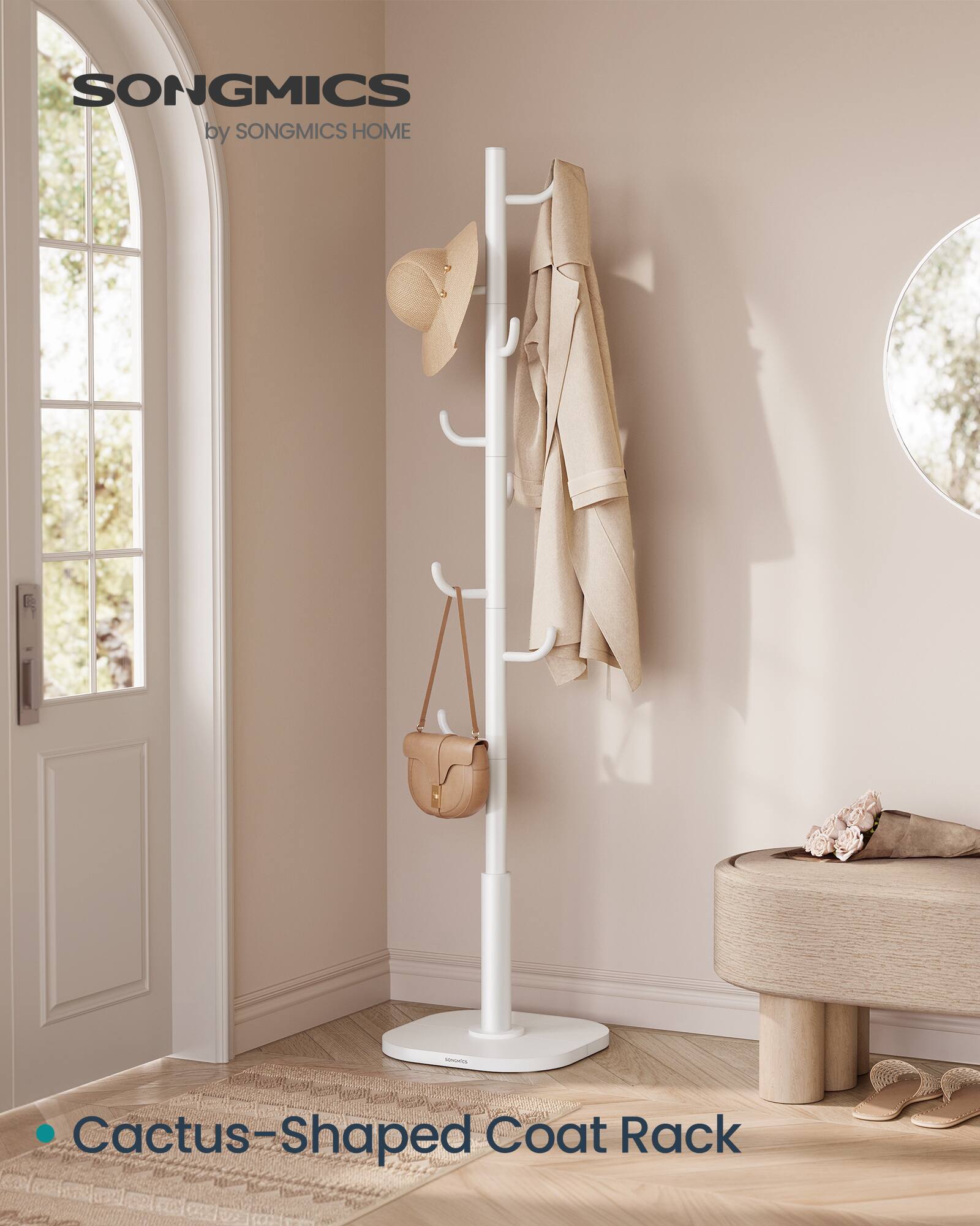 Songmics Home Coat Rack, Cactus Shaped Coat Tree, Freestanding Stand ...