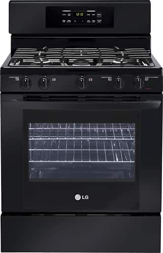 Best Buy: LG 30" Self-Cleaning Freestanding Gas Range Smooth Black ...