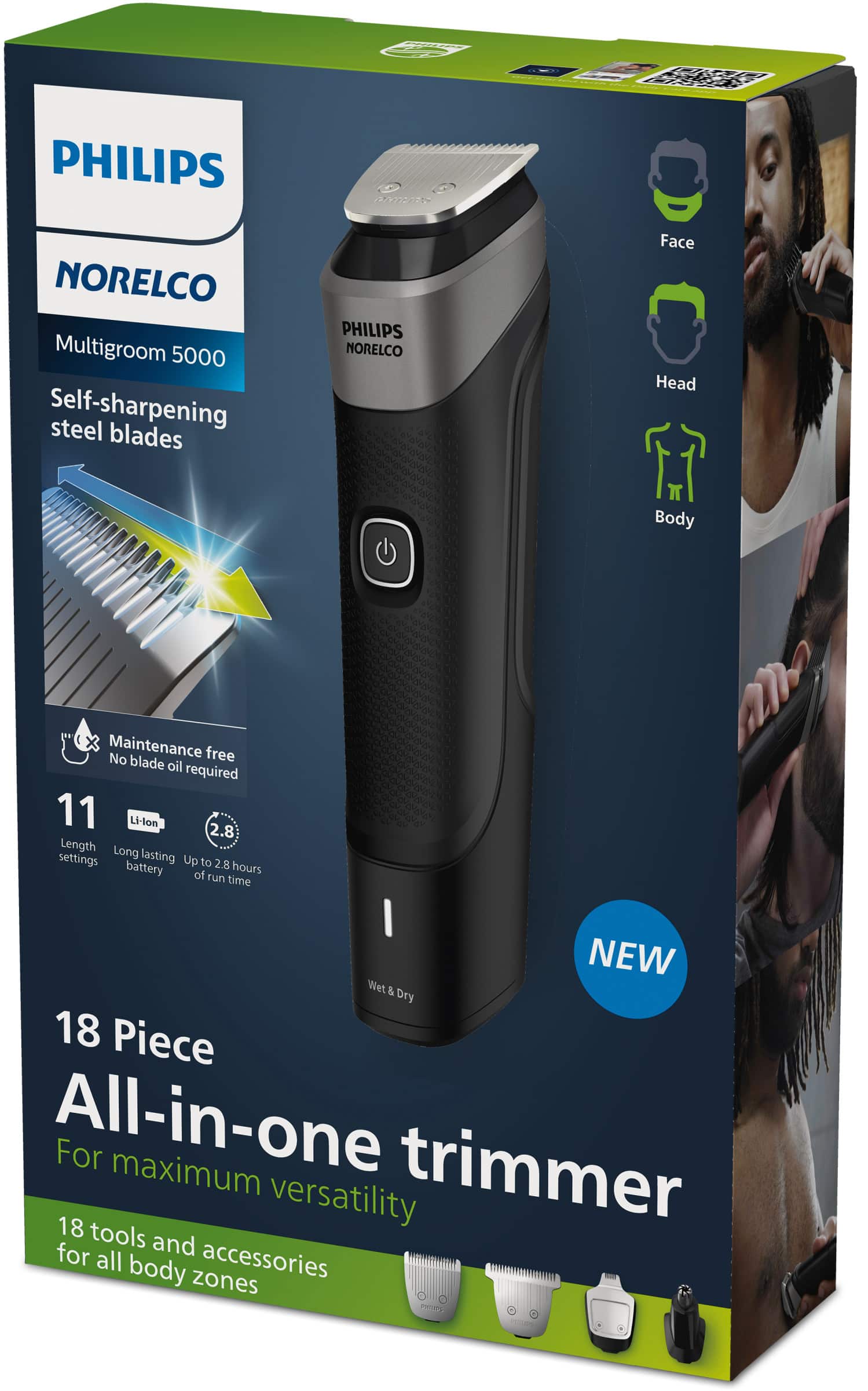 Philips Norelco Multigroom Series 5000 18 Piece Men's Grooming Kit ...