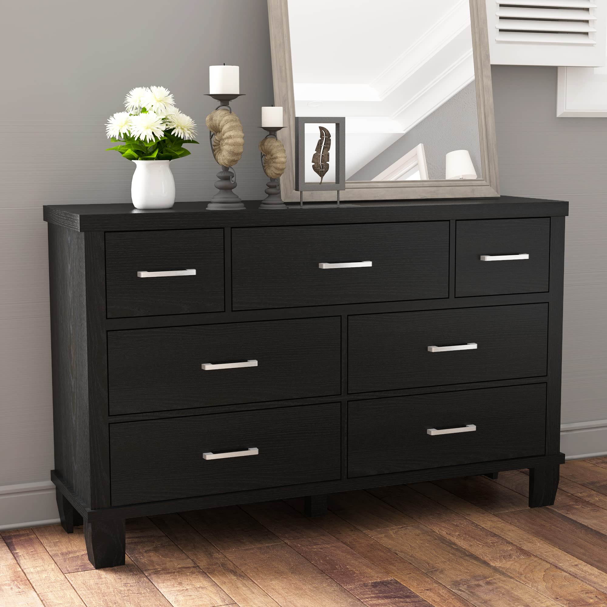 Jojoka 7 Drawer Dresser for Bedroom, 51" Wide Modern Wood Chest with ...