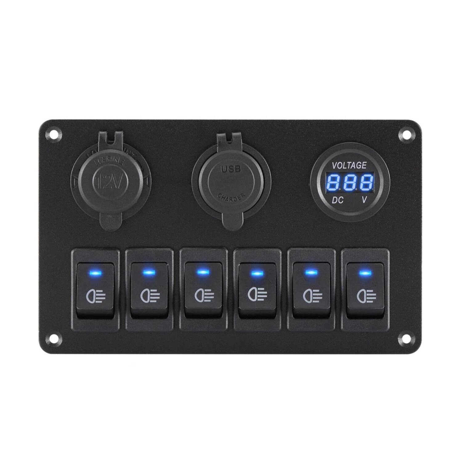 Stock Preferred 6 Gang Waterproof Rocker Switch Panel 12V/24V Black SP ...