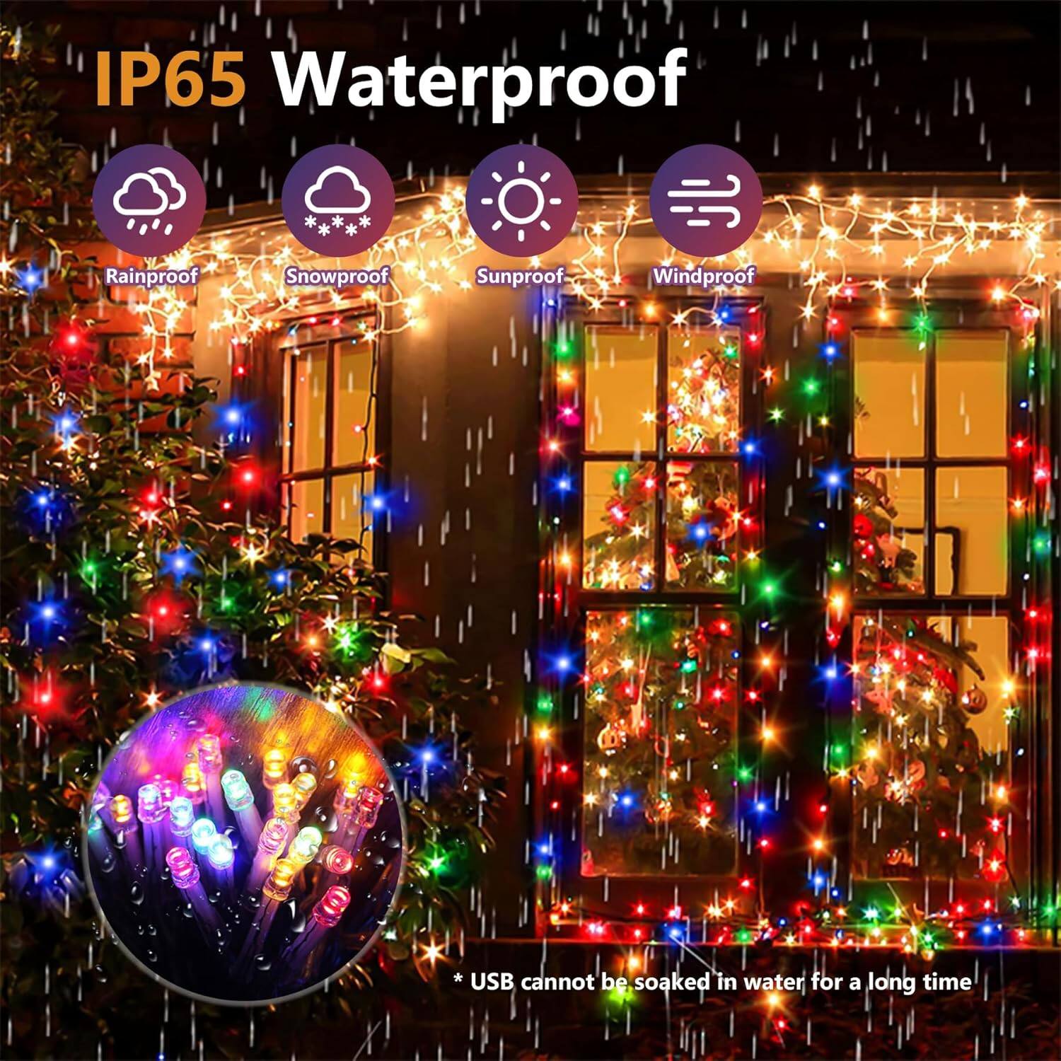 PARKER SLATER 200LED Multicolor Firecracker String Lights – USB, 8 ...