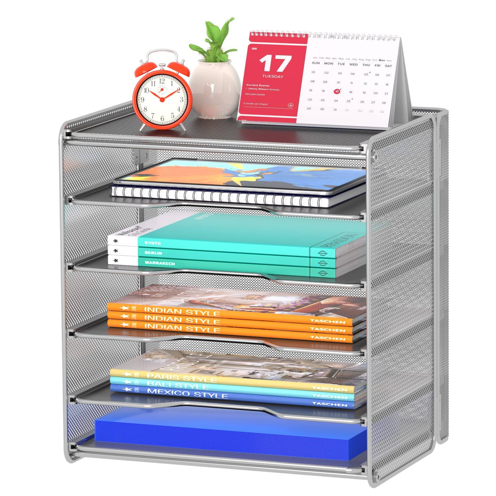 Dapper Styles Letter Tray Paper Organizer Mesh Desk File With 5 Tier ...