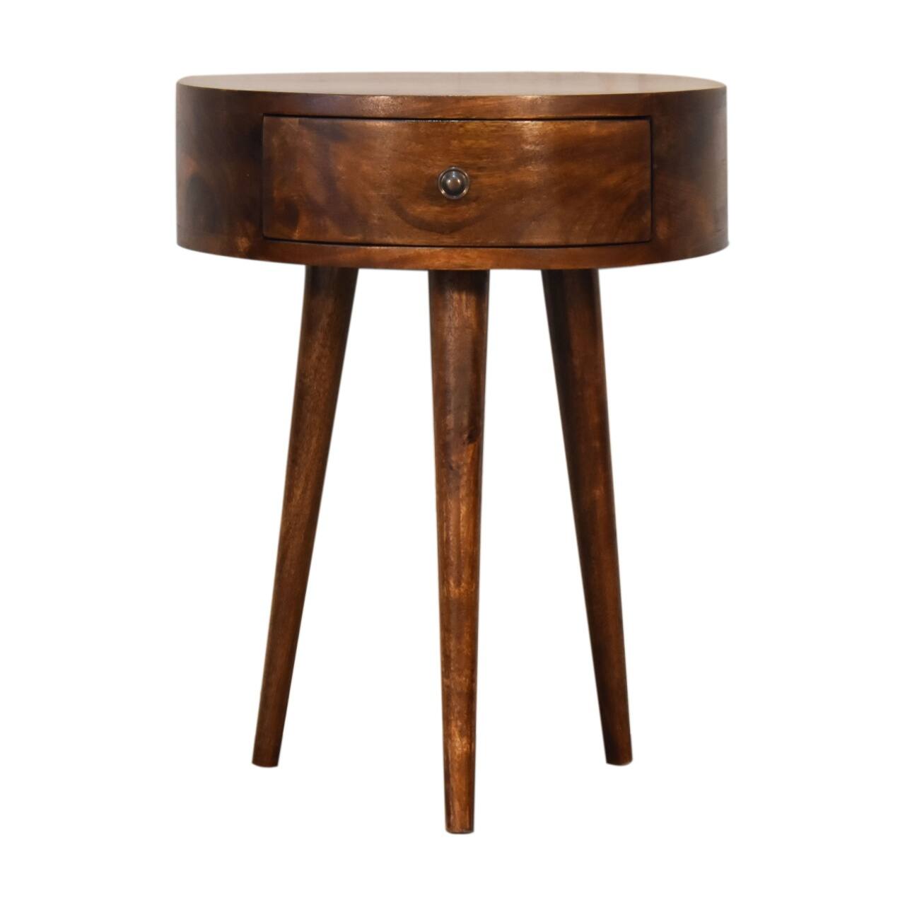 Artisan Furniture Solid Wood Semi Circle Nightstand, 1 Drawer, Nordic ...