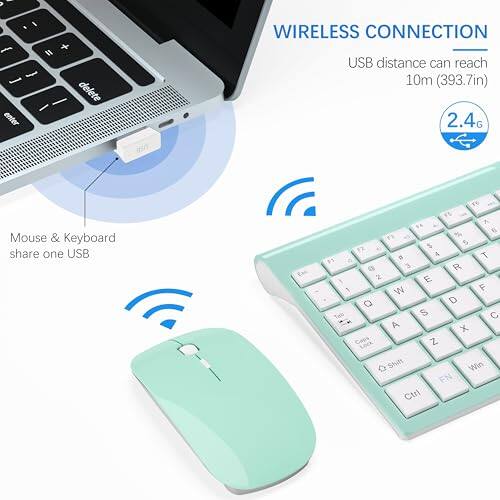 Luckbyte Wireless Keyboard and Mouse Combo, Ultra Slim Full Size Set ...