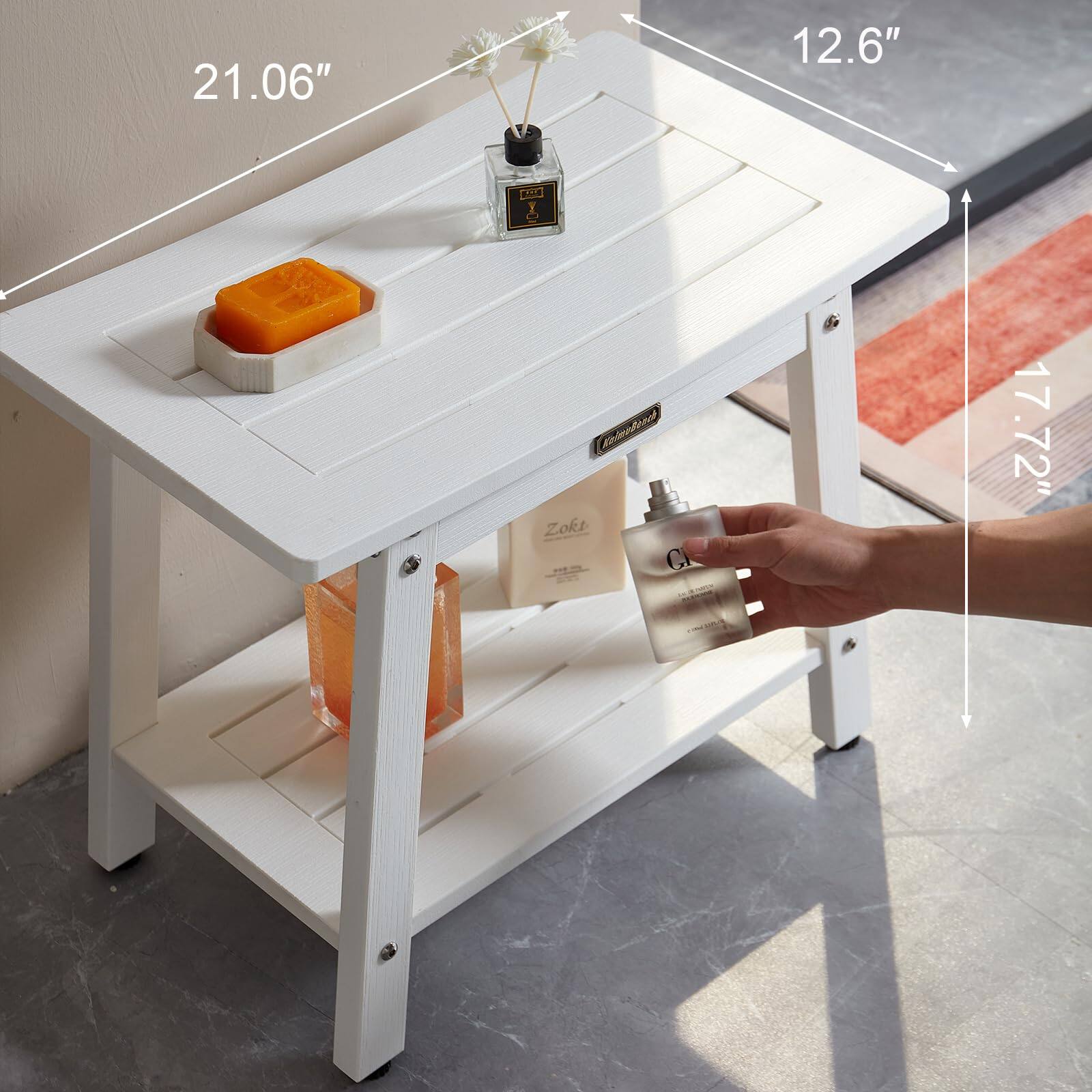 JETRANSPORT Large Waterproof Shower Bench For Inside Hdps White Stool ...