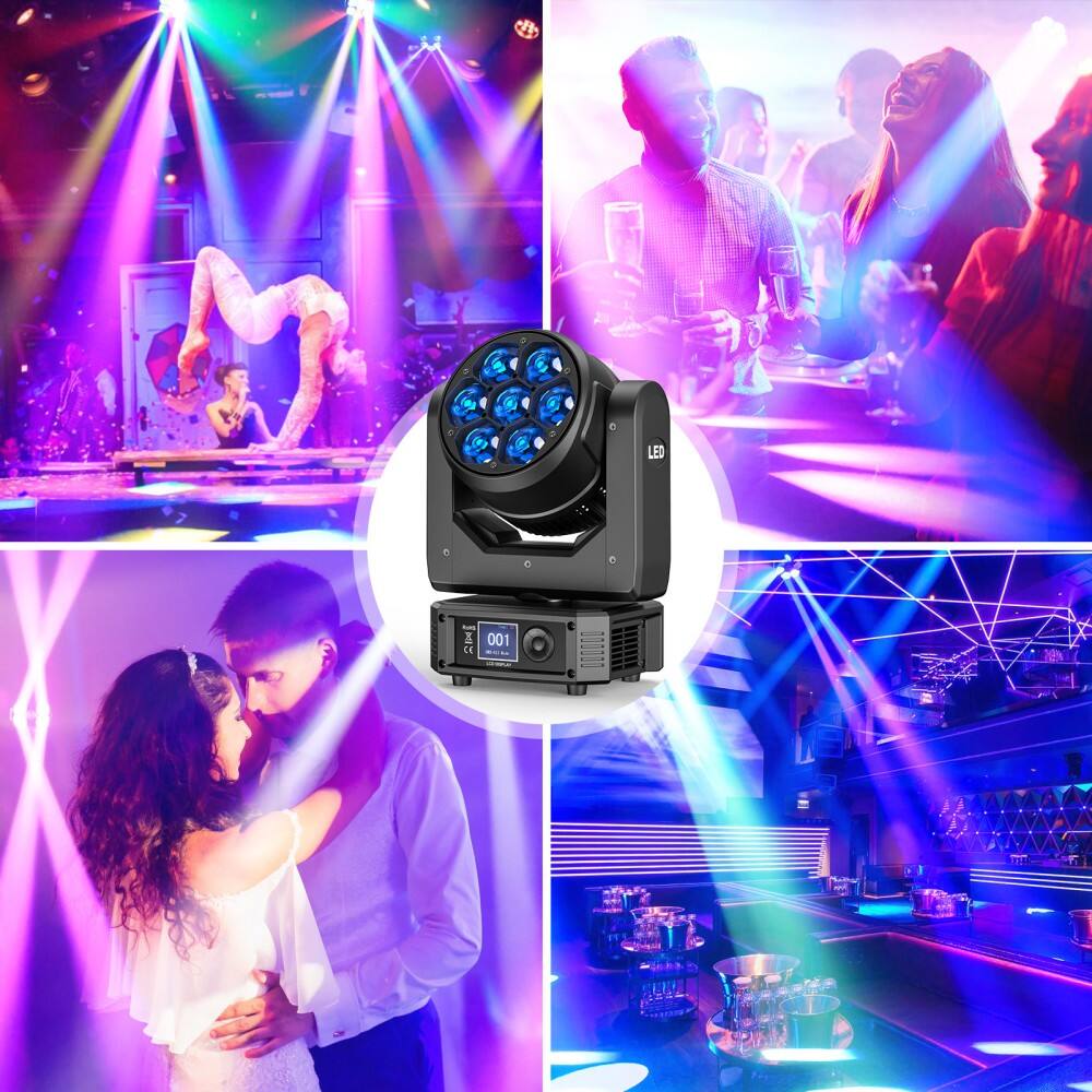 UKing 350W Moving Head Stage Lighting RGBW Wash 7LED DMX Mini Light DJ ...