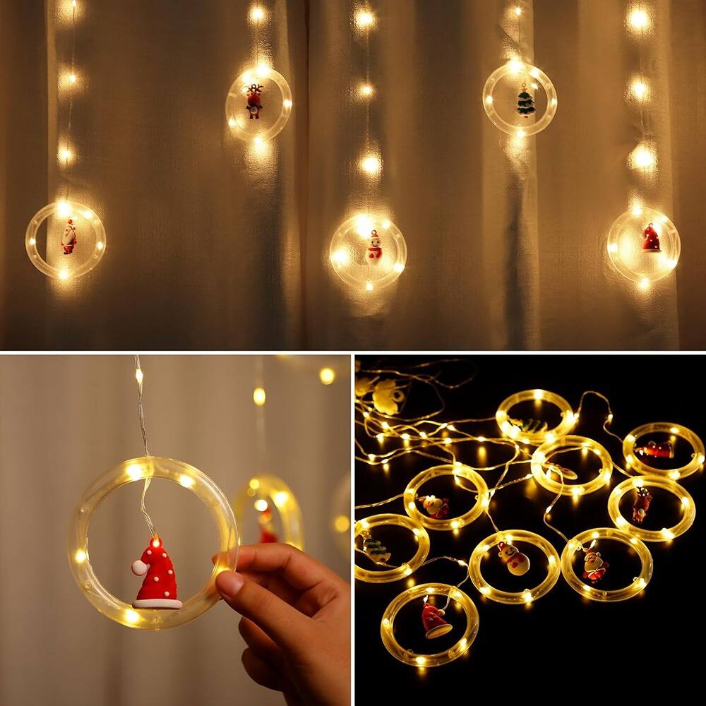 MOSZAR LLC Window Curtain String Lights, 120 LEDs, 9.84 ft, Flashing ...