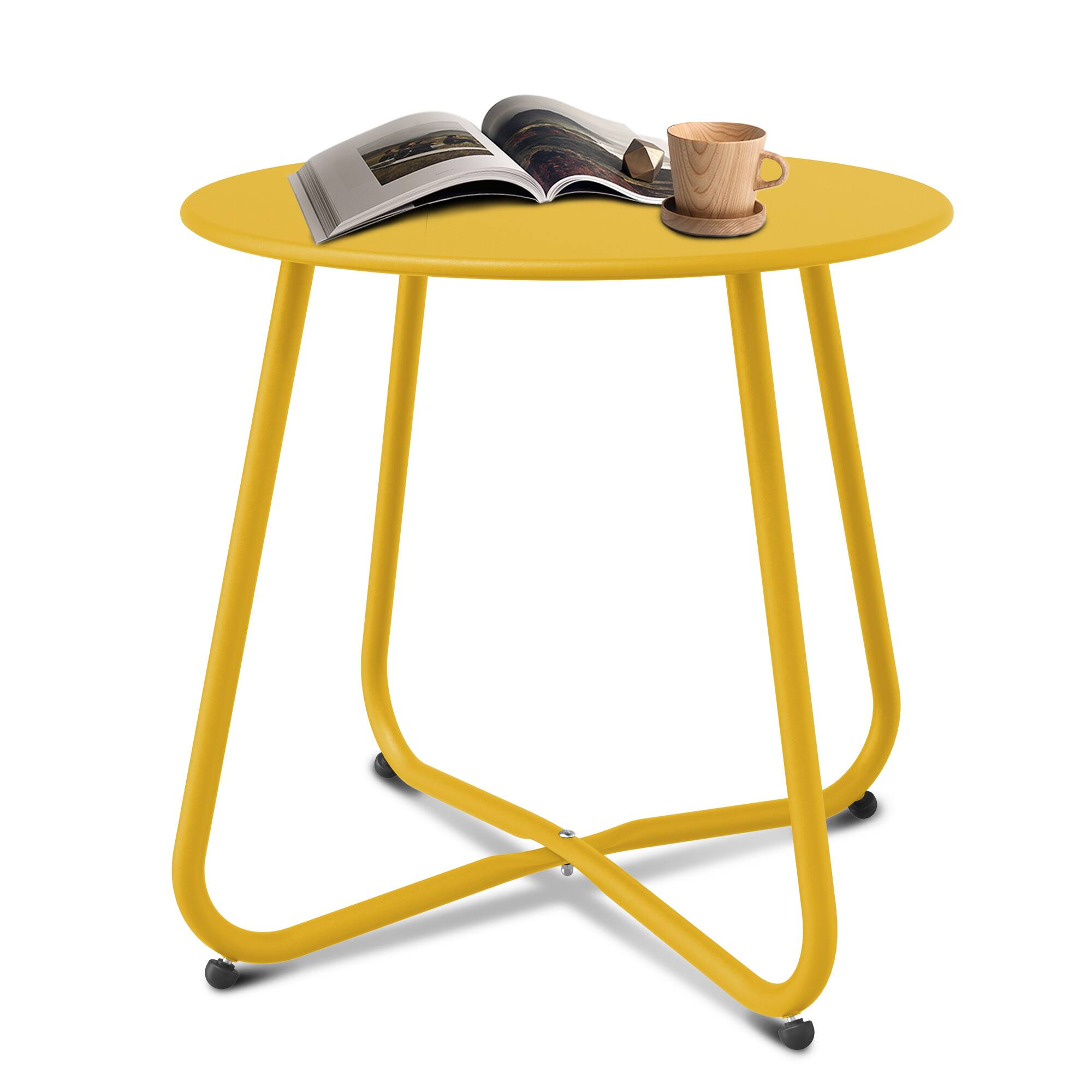 Decksplore Small Round Side Table Outdoor Side Table Patio End Table Yellow BSHTE0000041 - Best Buy