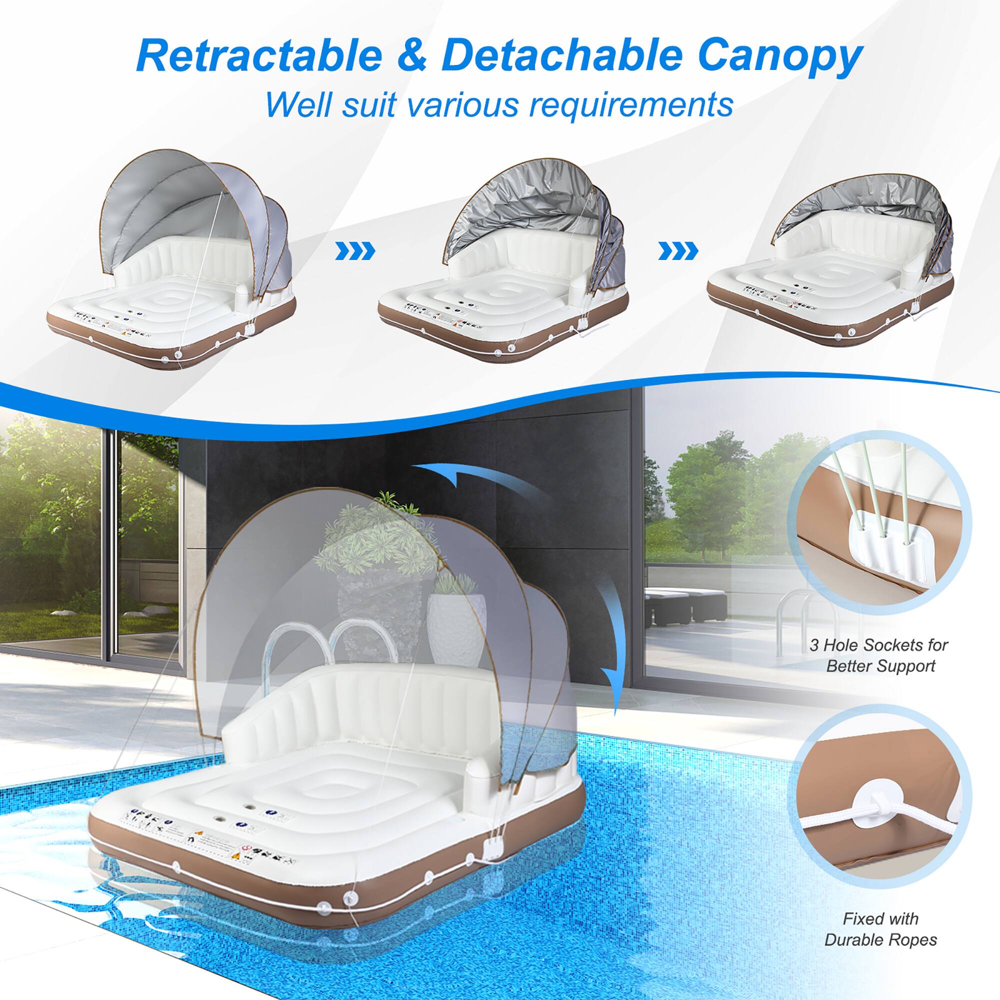Costway Floating Island Inflatable Swimming Pool Float Lounge Raft with ...