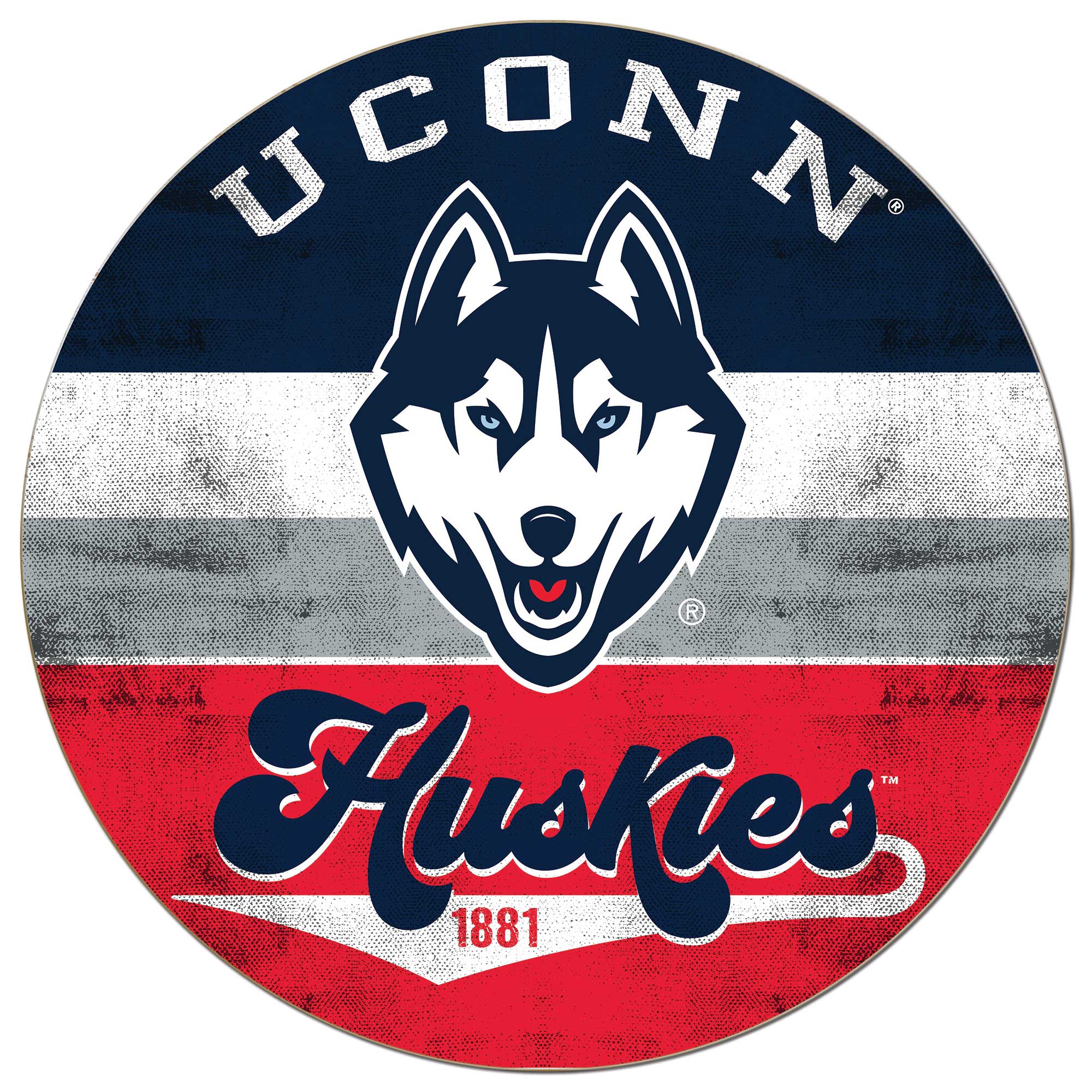 Jardine UConn Huskies 20'' x 20'' Retro Logo Circle Sign Navy 4965566 ...