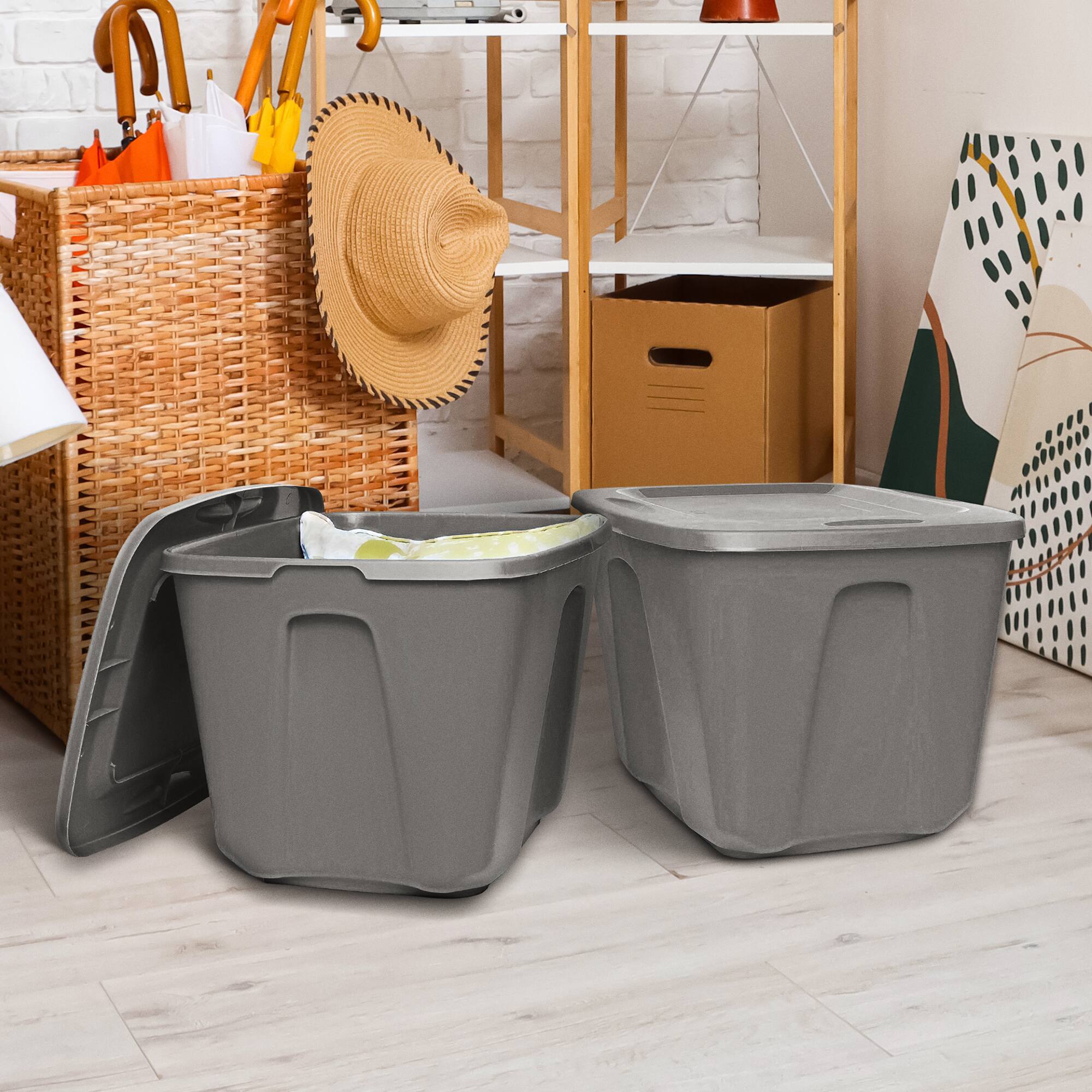 Homz 18 Gallon Stackable Plastic Storage Tote Container with Snap On ...