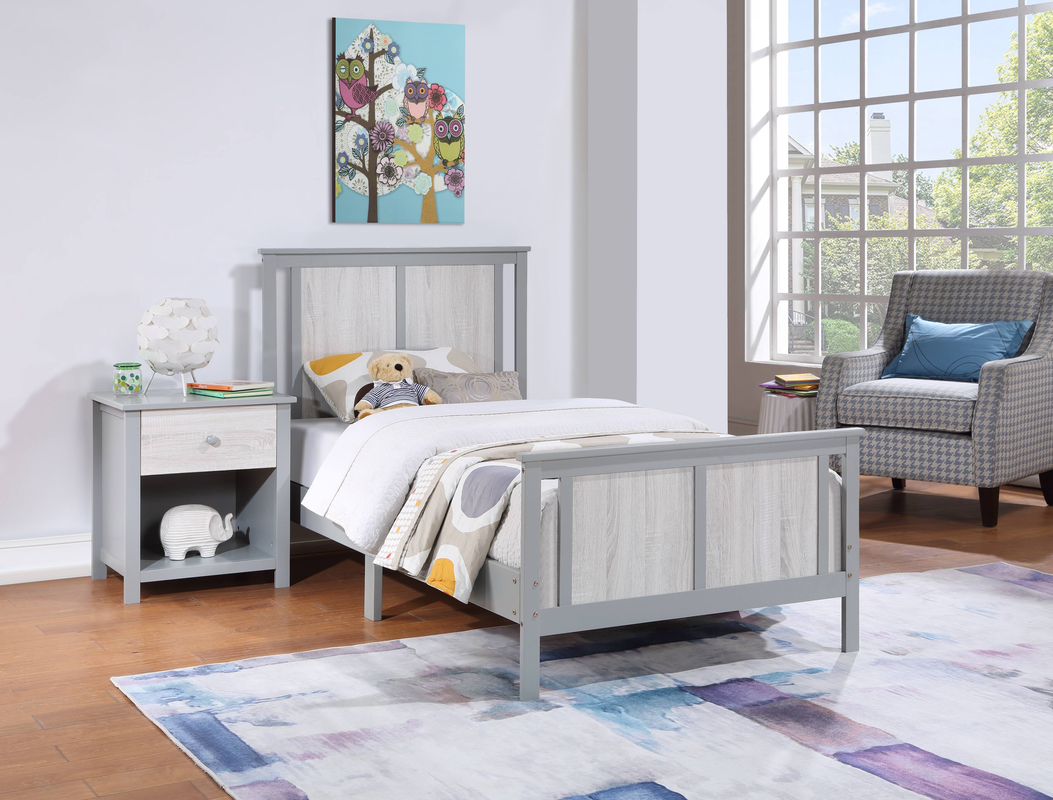 APRILSOUL Connelly Reversible Panel Twin Bed Gray and Rockport Gray ...