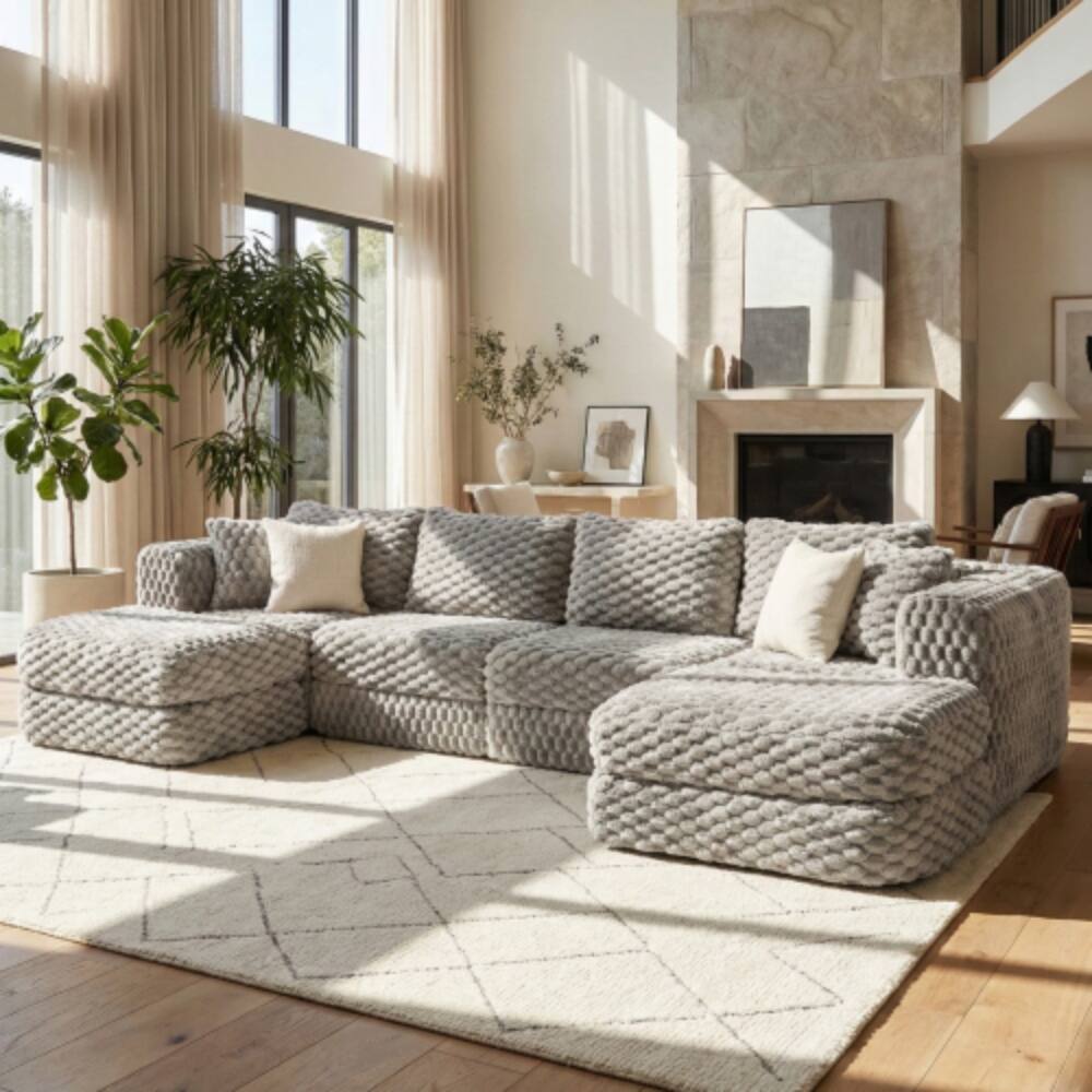 LUCKY ONE 135.4" Modular Boneless Sectional Sofa w/ Two Movable ...