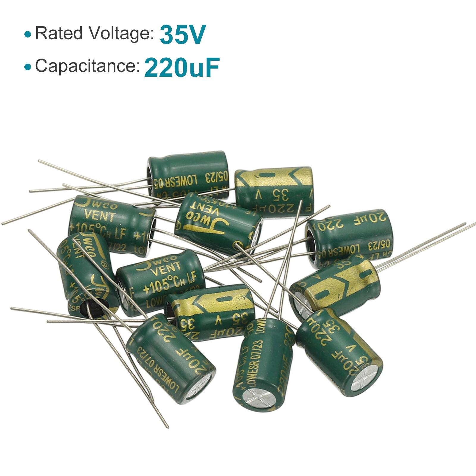 Unique Bargains 220uF 35V 8x12mm Electrolytic Capacitor, High Frequency ...