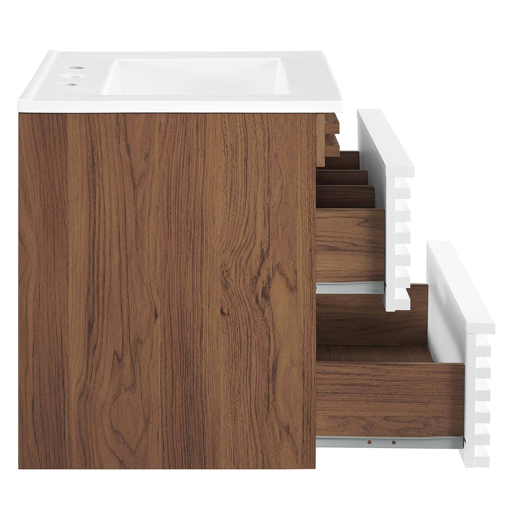 Modway Render Wall Mount Bathroom Vanity with White Basin Included ...