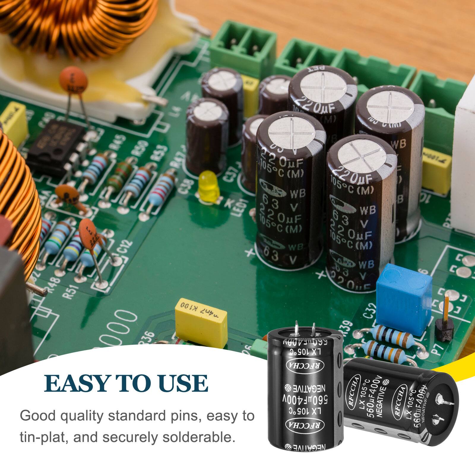 Unique Bargains 400V 560uF Snap in Electrolytic Capacitor, 2 Pin, 51 ...