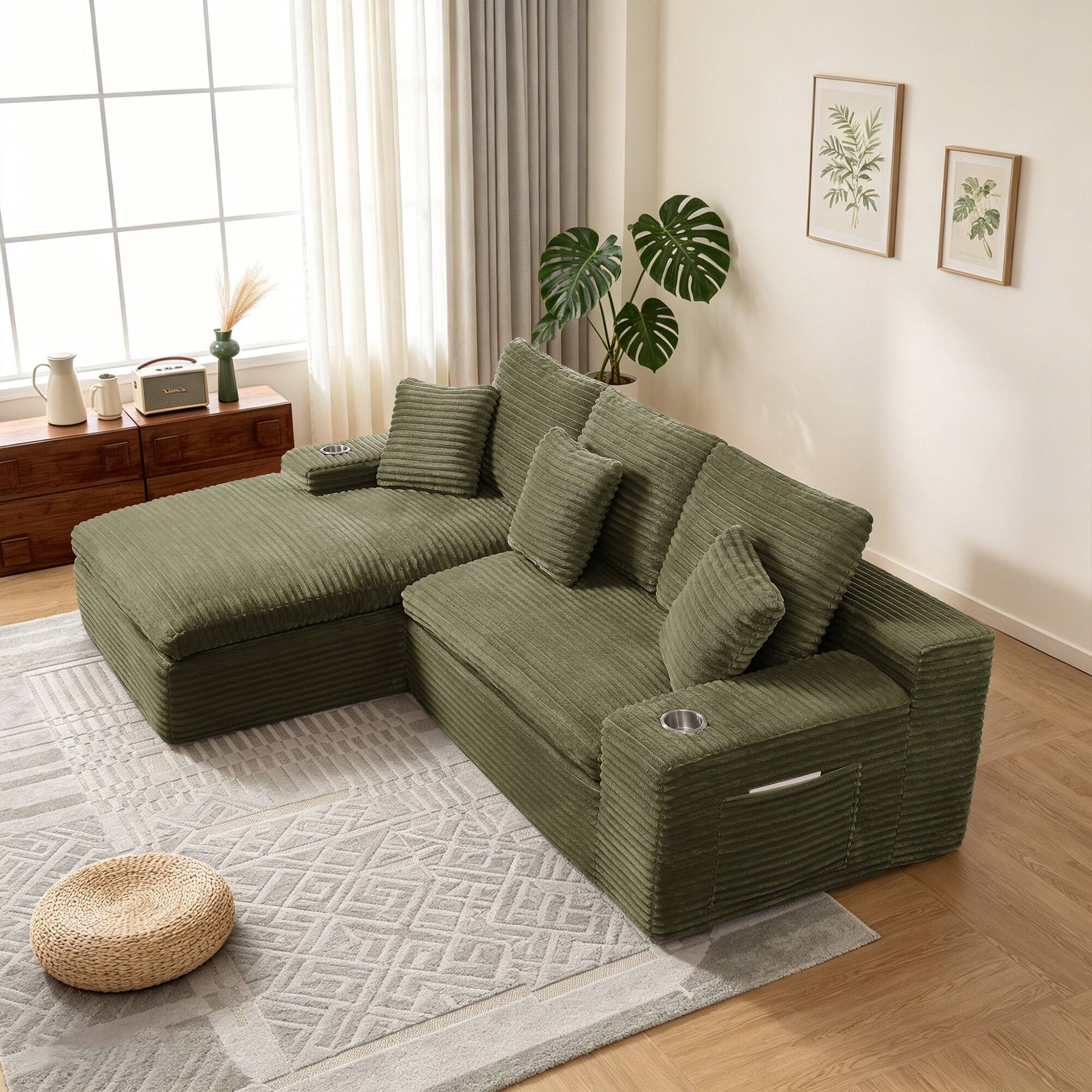 Electra Tech Xpress 98" Cloud Sectional Couch with Deep Seat,Boneless L ...