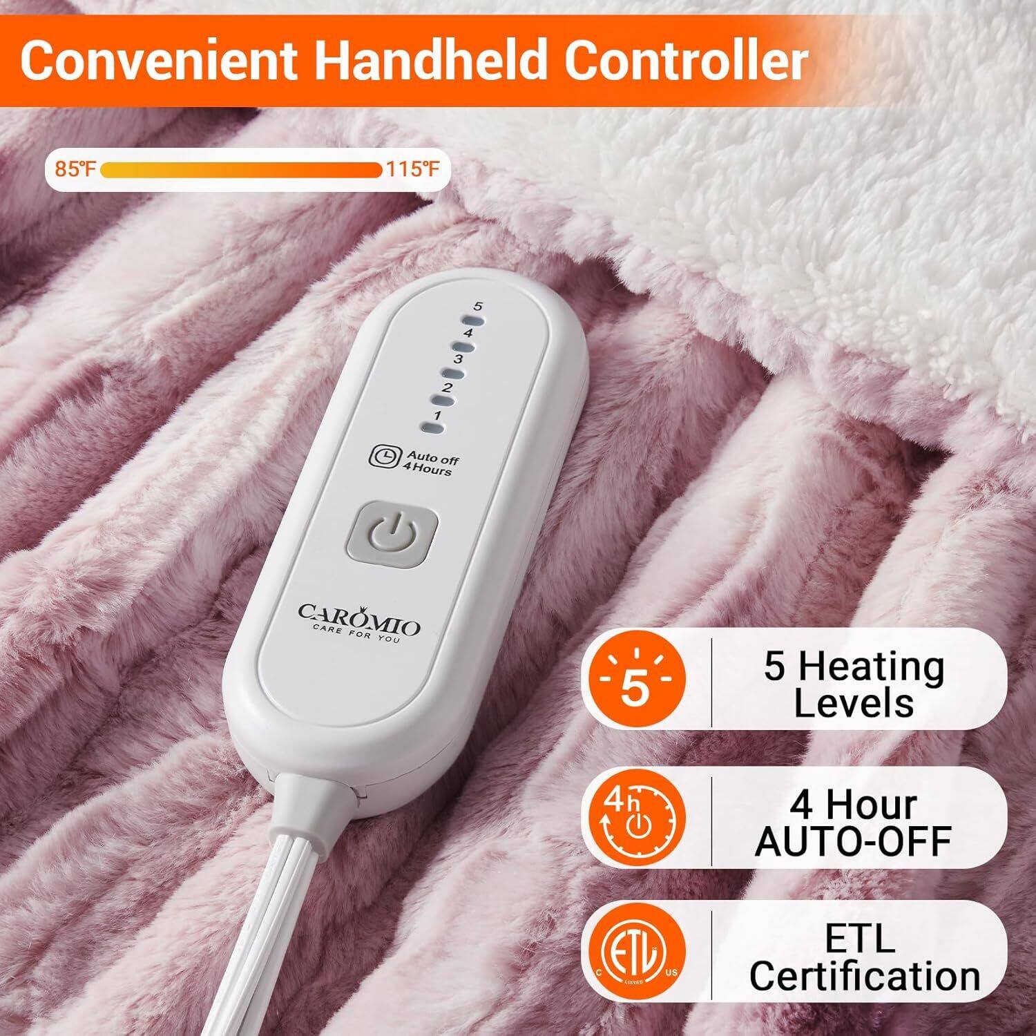 Acekool 62"×84" Soft Thicken Heated Electric Throw Blanket, with 5 ...