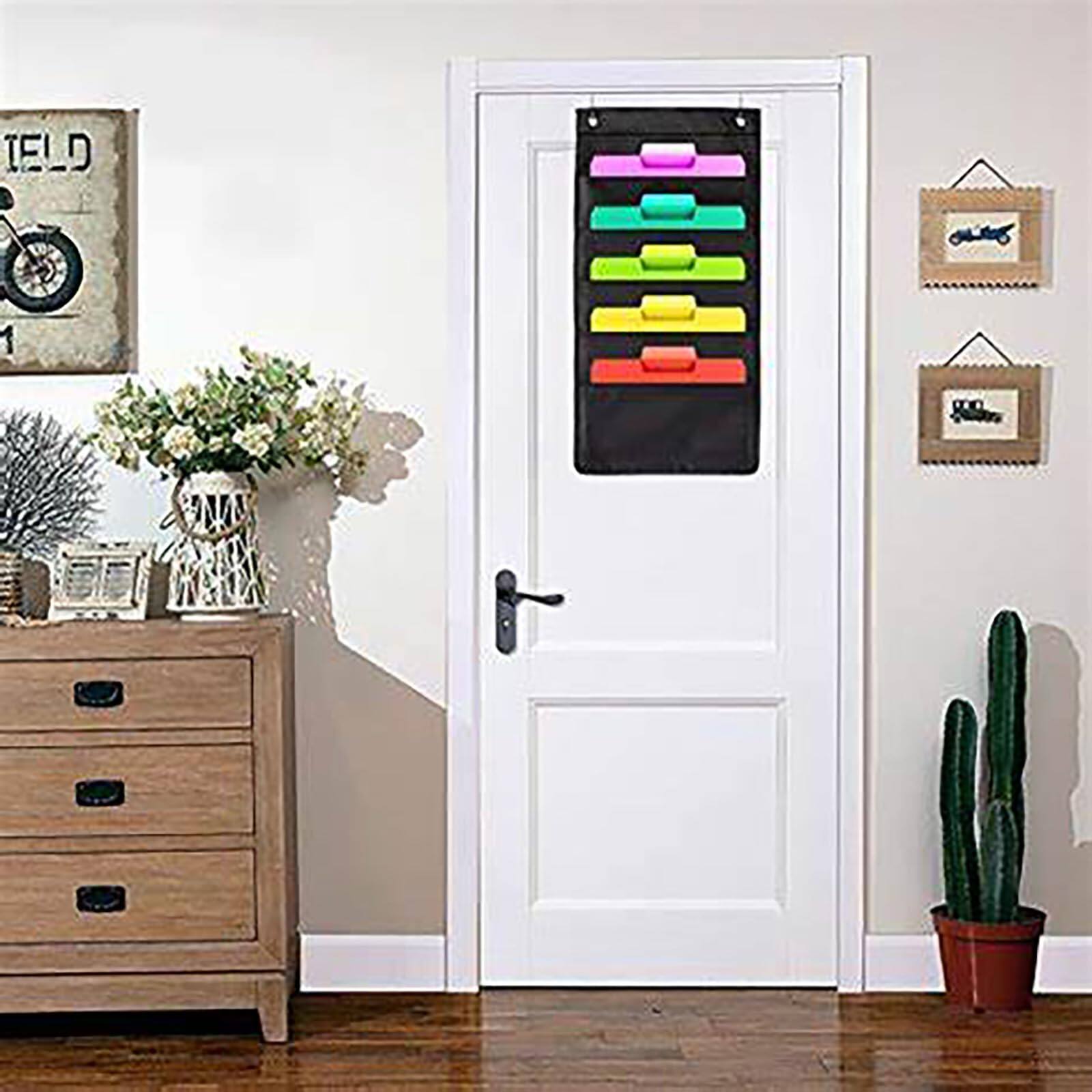 Dapper Styles Hanging Wall File Organizer 5 Pocket Storage Charts With angers Oxford Cloth Over ...